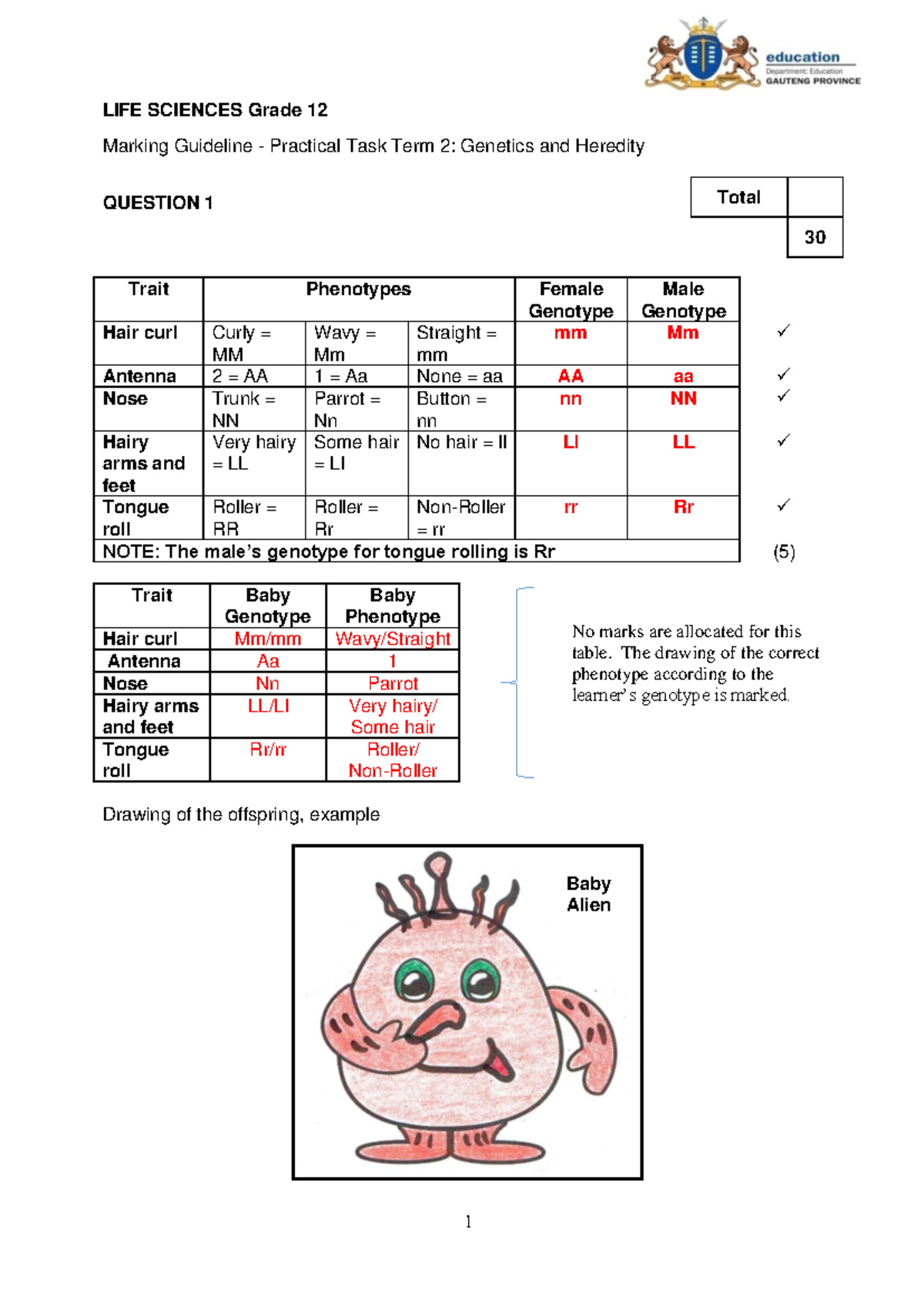 Grade 12 Life Sciences Term 2 Practical Task 2021 Marking Memo - Studocu