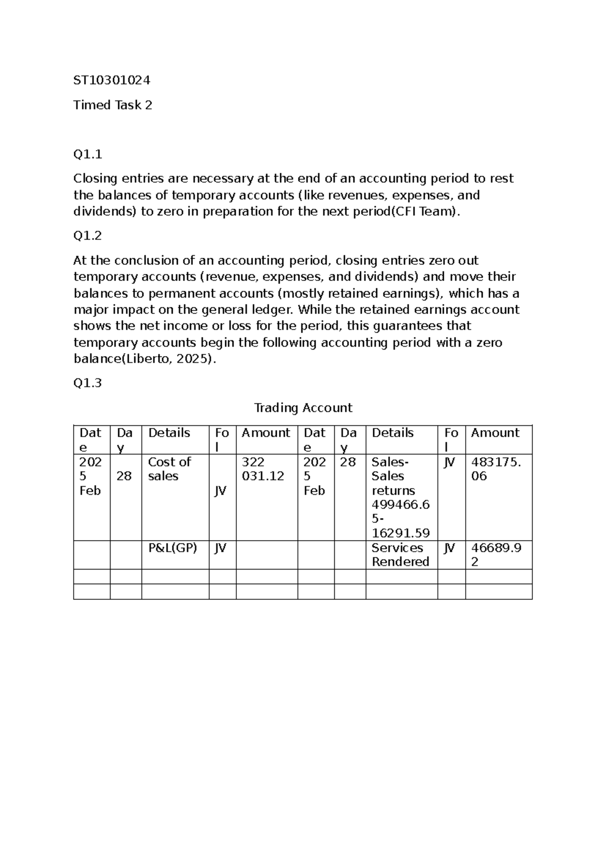 ST10301024 Accounting Timed Task 2: Closing Entries & EFT Analysis - Studocu