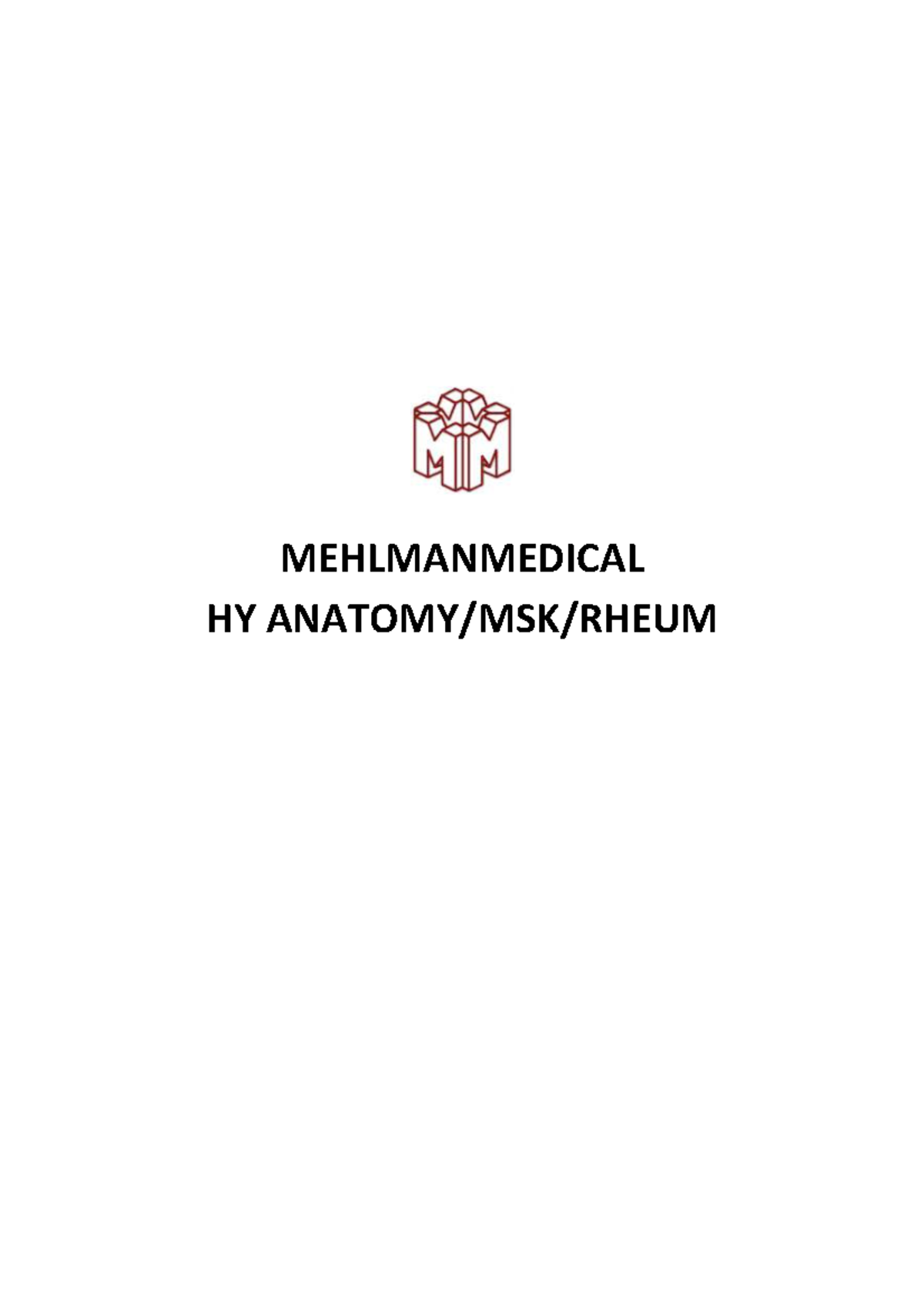 HY MSK Anatomy: Key Concepts for USMLE and NBME - Studocu