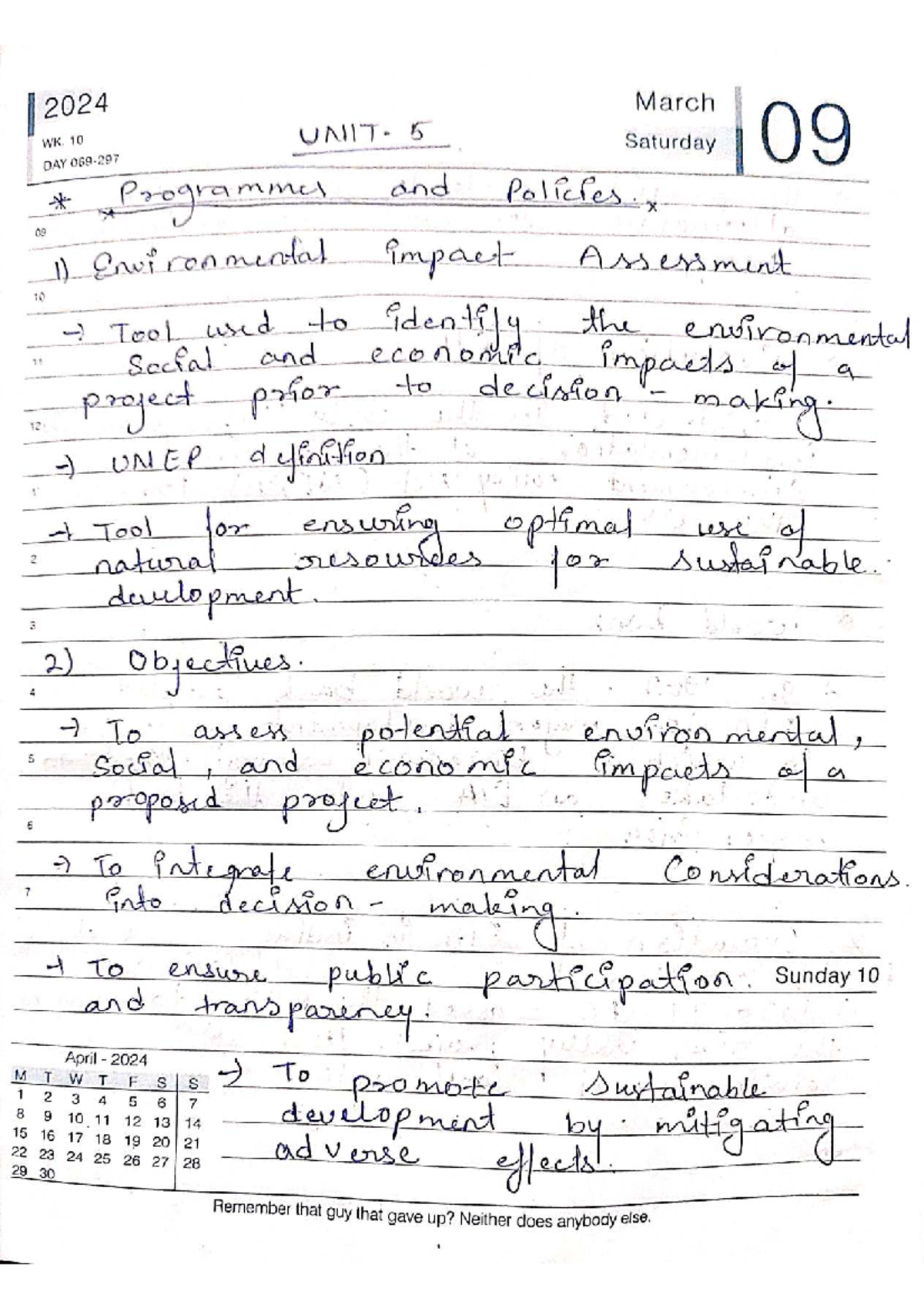 2024 March WK 10-12 Environmental Impact Assessment Overview - Studocu