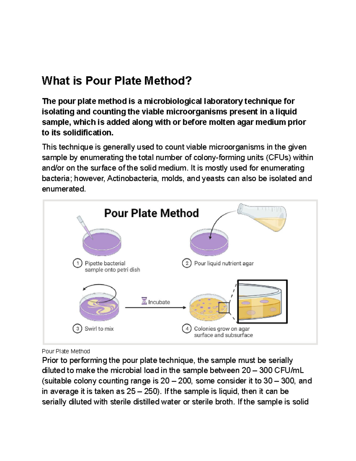 What is Pour Plate Method - This technique is generally used to count ...