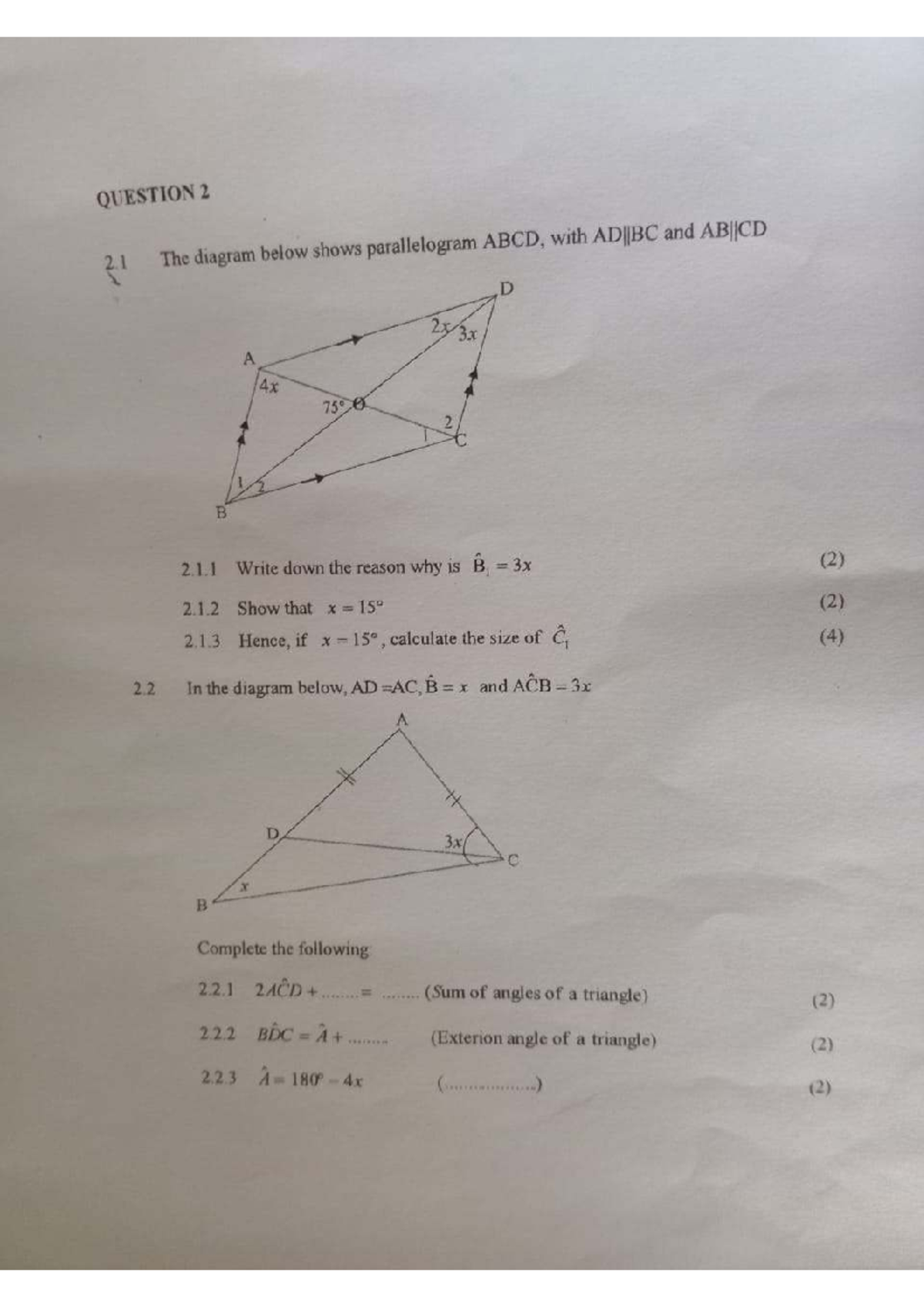 2025525 - Trigonometry: Parallelogram ABCD Angle Calculations - Studocu
