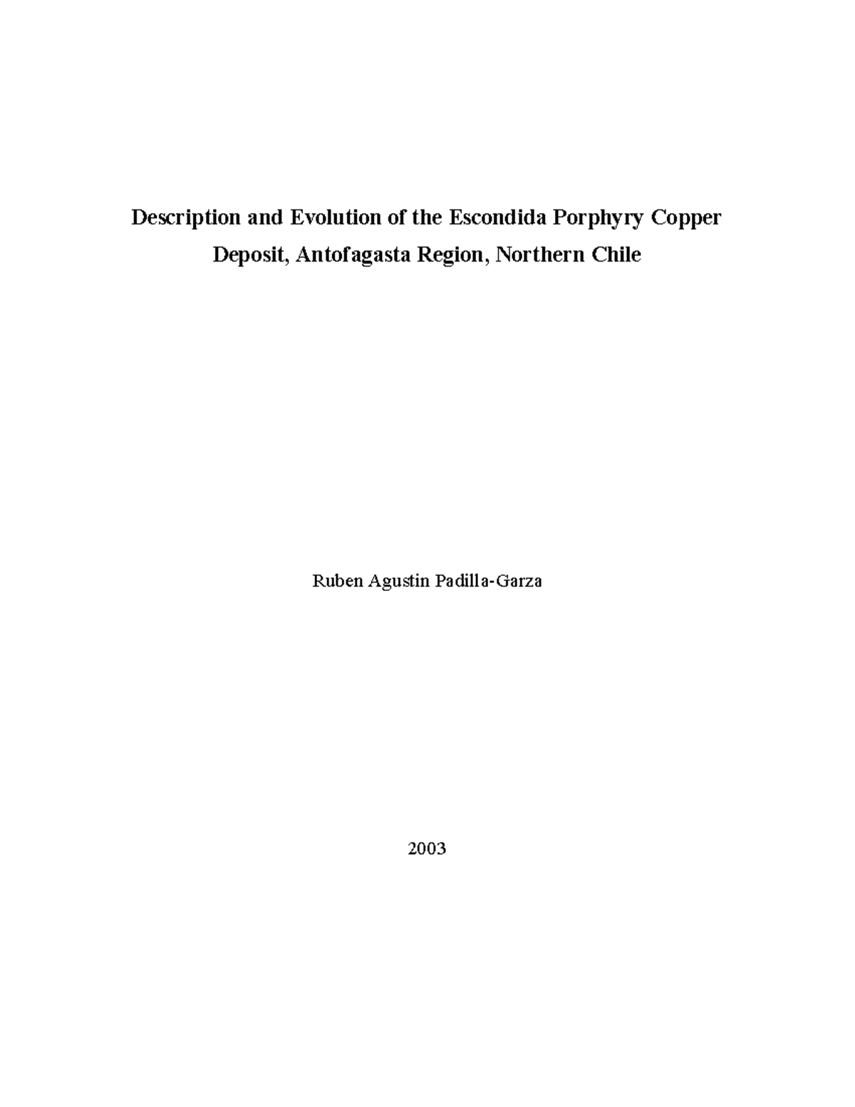 TH - Dissertation on the Escondida Porphyry Copper Deposit Evolution ...