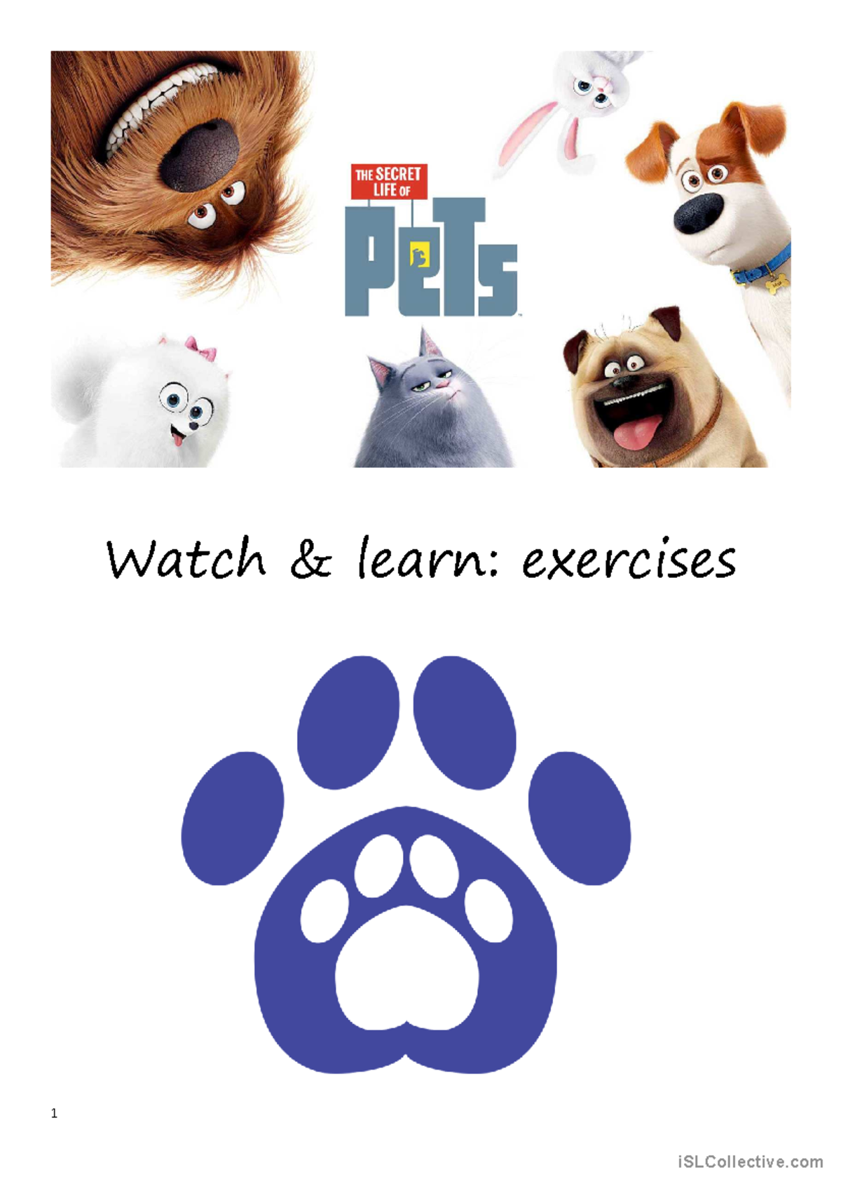 The Secret Life of Pets Workbook: Exercises & Discussions - Studocu