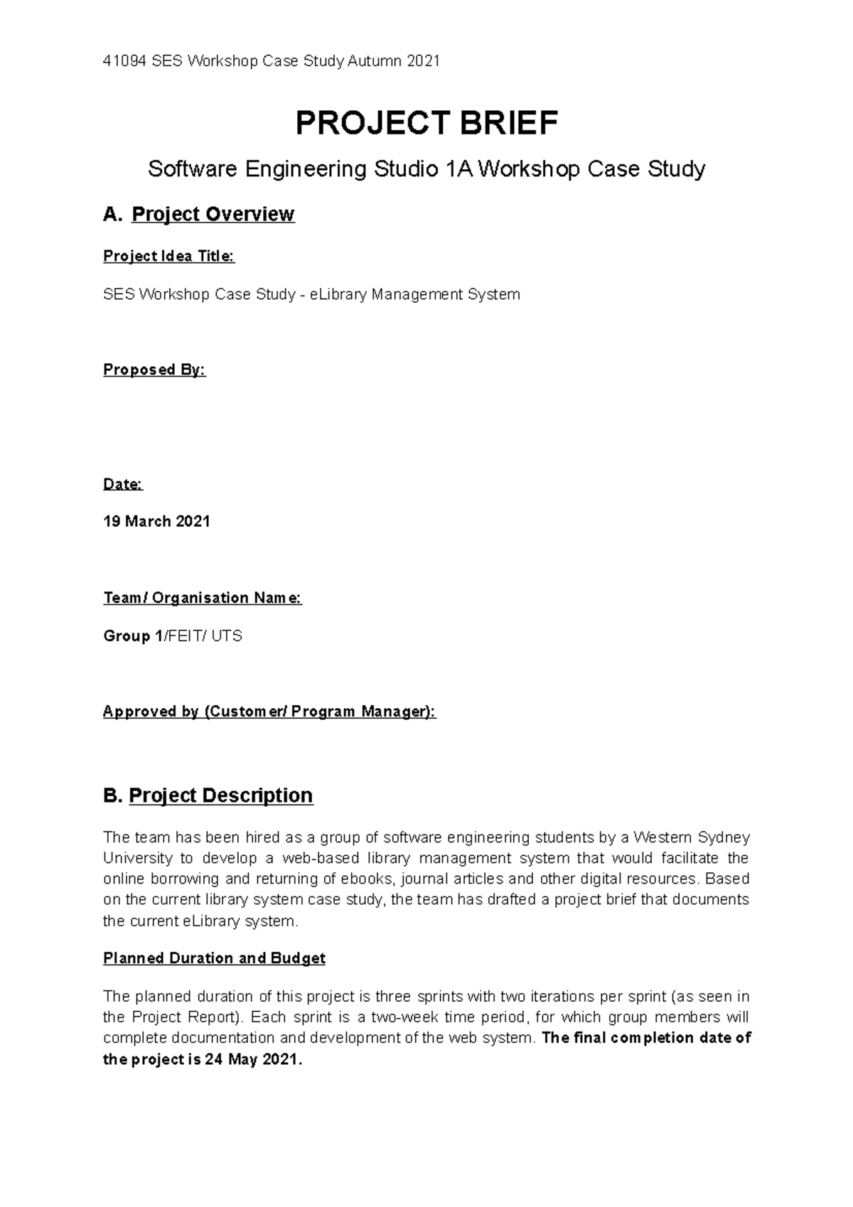 SES Assessment 1 Project Brief - 41094 SES Workshop Case Study Autumn ...