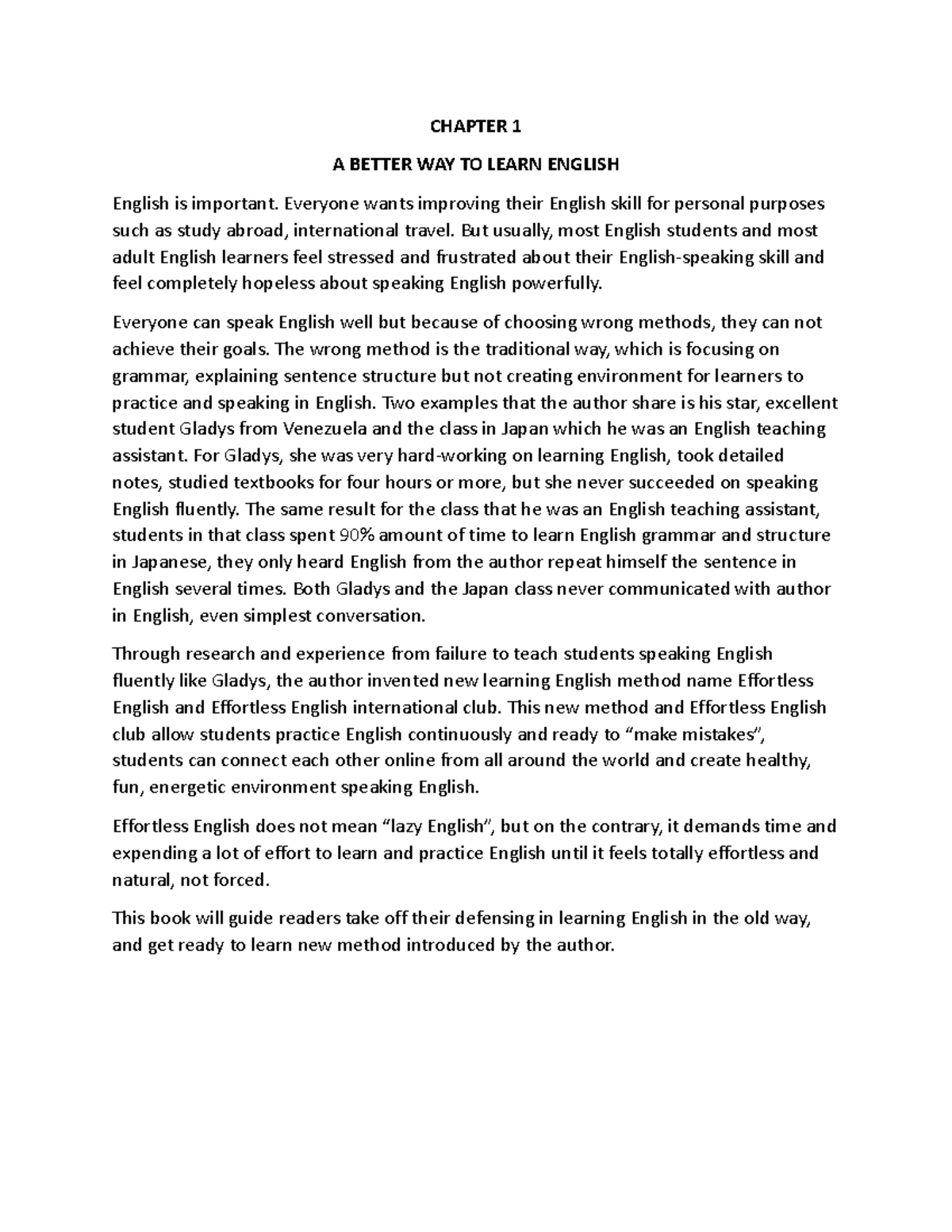 Chapter 1 - tesol - CHAPTER 1 A BETTER WAY TO LEARN ENGLISH English is ...