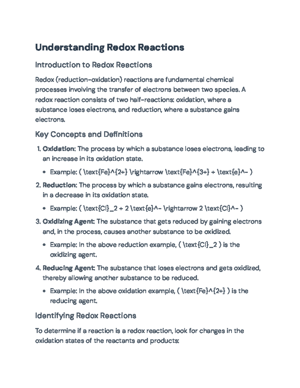 Understanding and Balancing Redox Reactions - CHEM 101 Notes ...