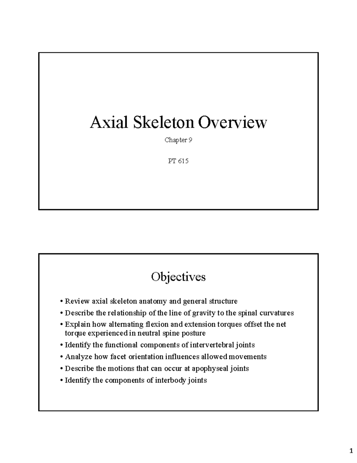 Axial Skeleton Anatomy and Dynamics - PT 615 Lecture Notes - Studocu