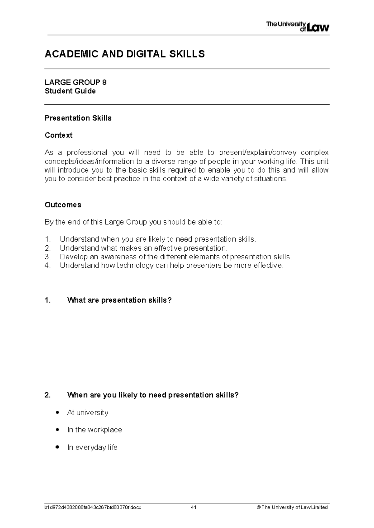 2425 ADS LG08 CE01 Student Guide: Mastering Presentation Skills - Studocu