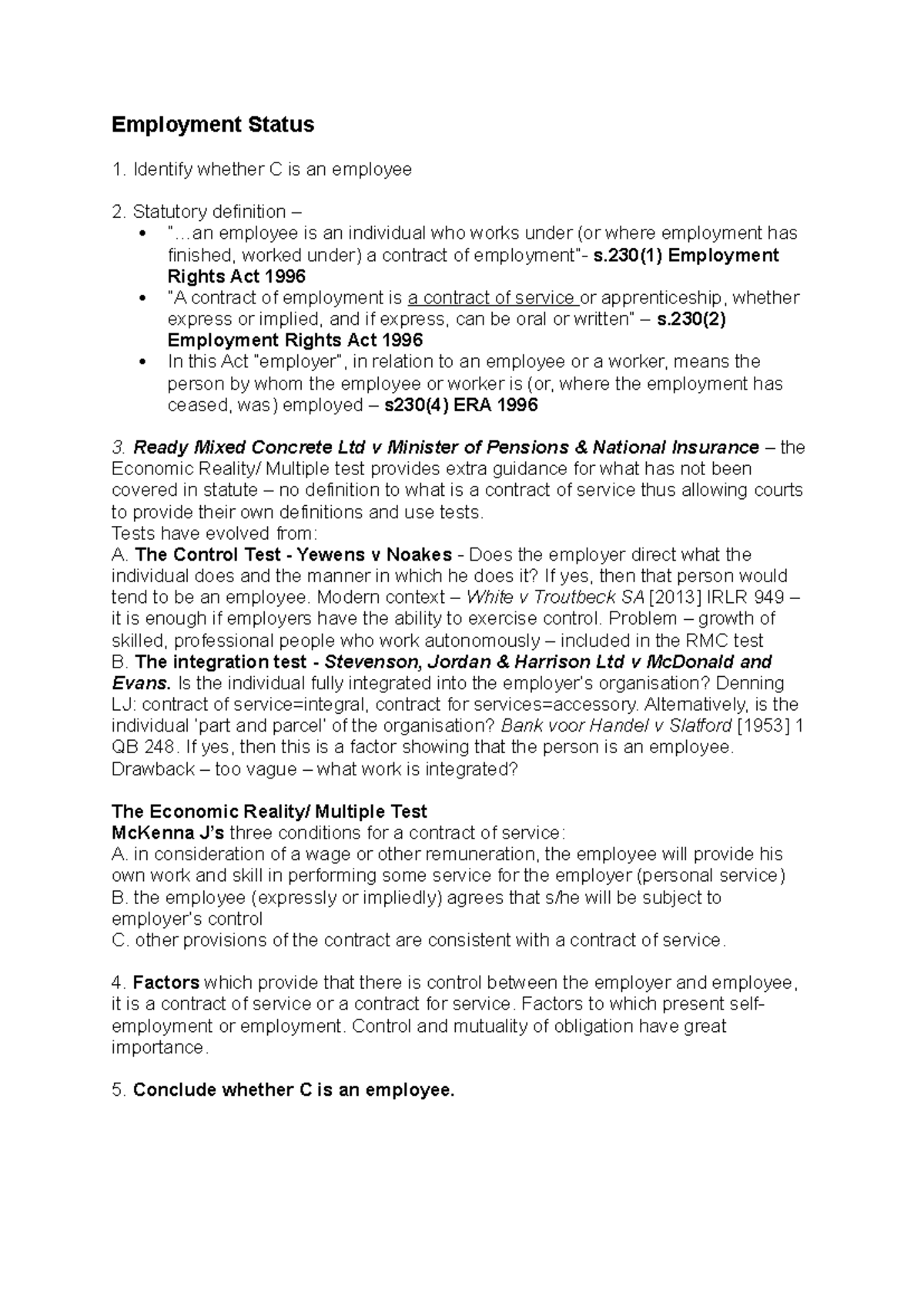 Employment Status - How to identify if the claimant is an employee ...