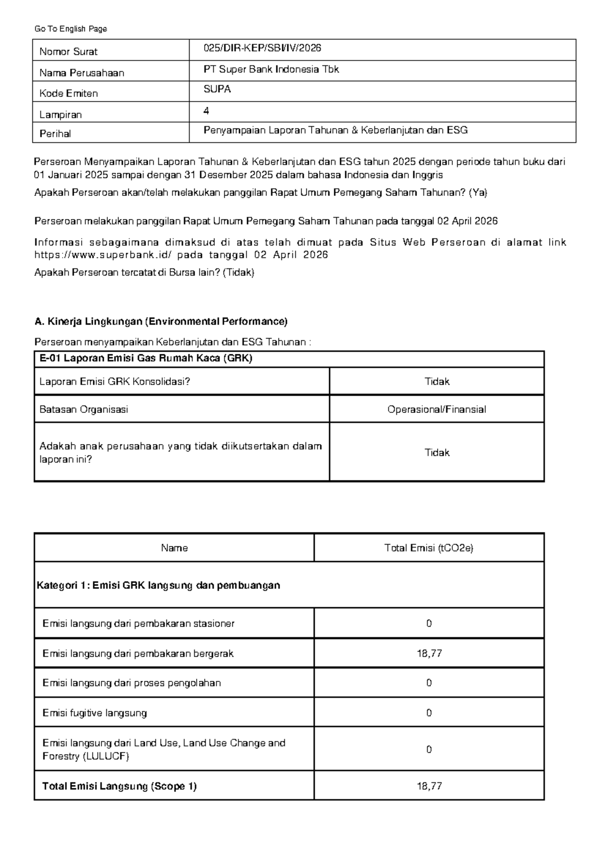 Laporan Tahunan dan Keberlanjutan 2025 PT Super Bank Indonesia Tbk ...