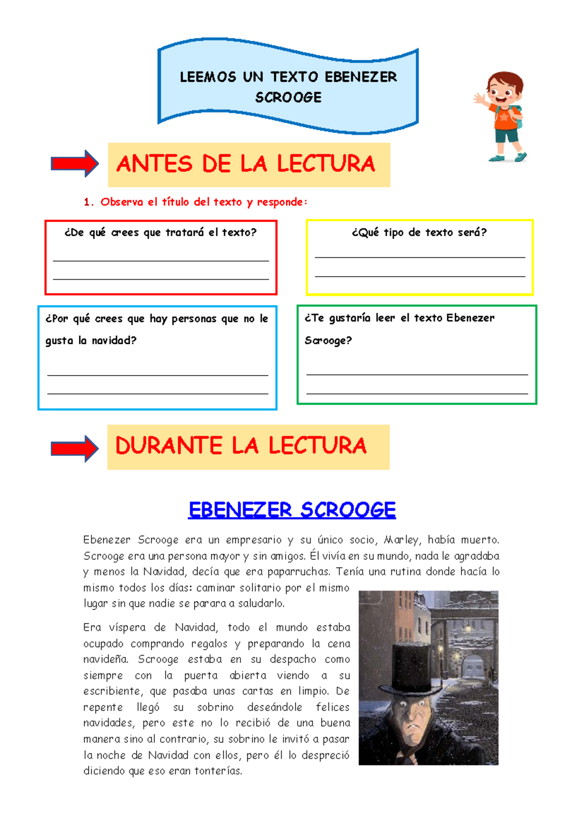 LEEMOS UN TEXTO: EBENEZER SCROOGE Y SU TRANSFORMACIÓN EN NAVIDAD - Studocu