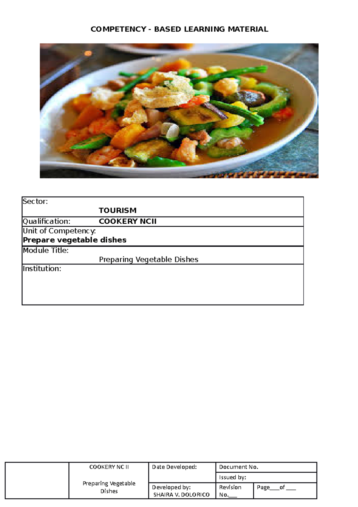 CBLM new - competency based learning materials - COMPETENCY - BASED LEARNING MATERIAL Sector ...