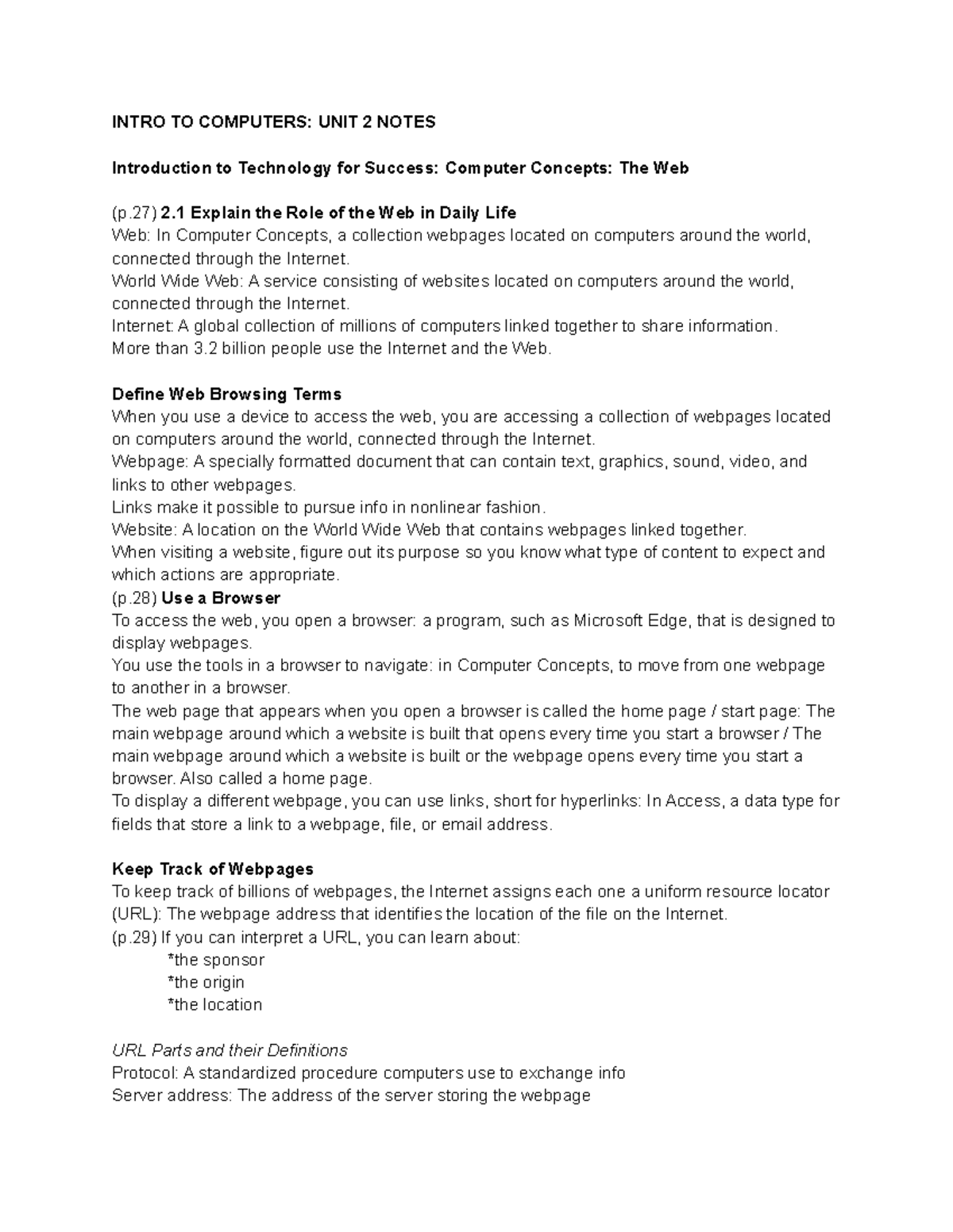 Intro TO Computers UNIT 2 Notes - INTRO TO COMPUTERS: UNIT 2 NOTES ...
