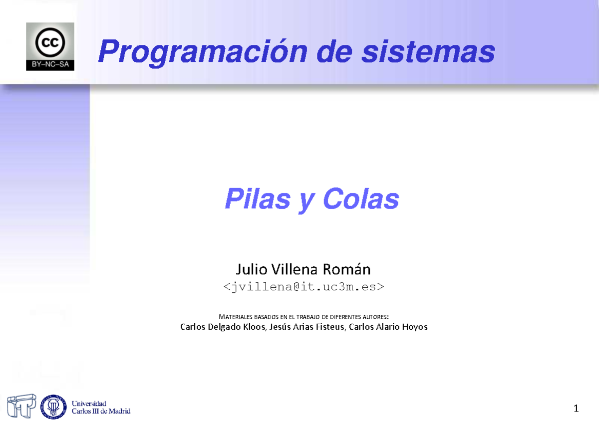 Programacion de sistemas - Pilas y Colas Programación de sistemas Julio ...