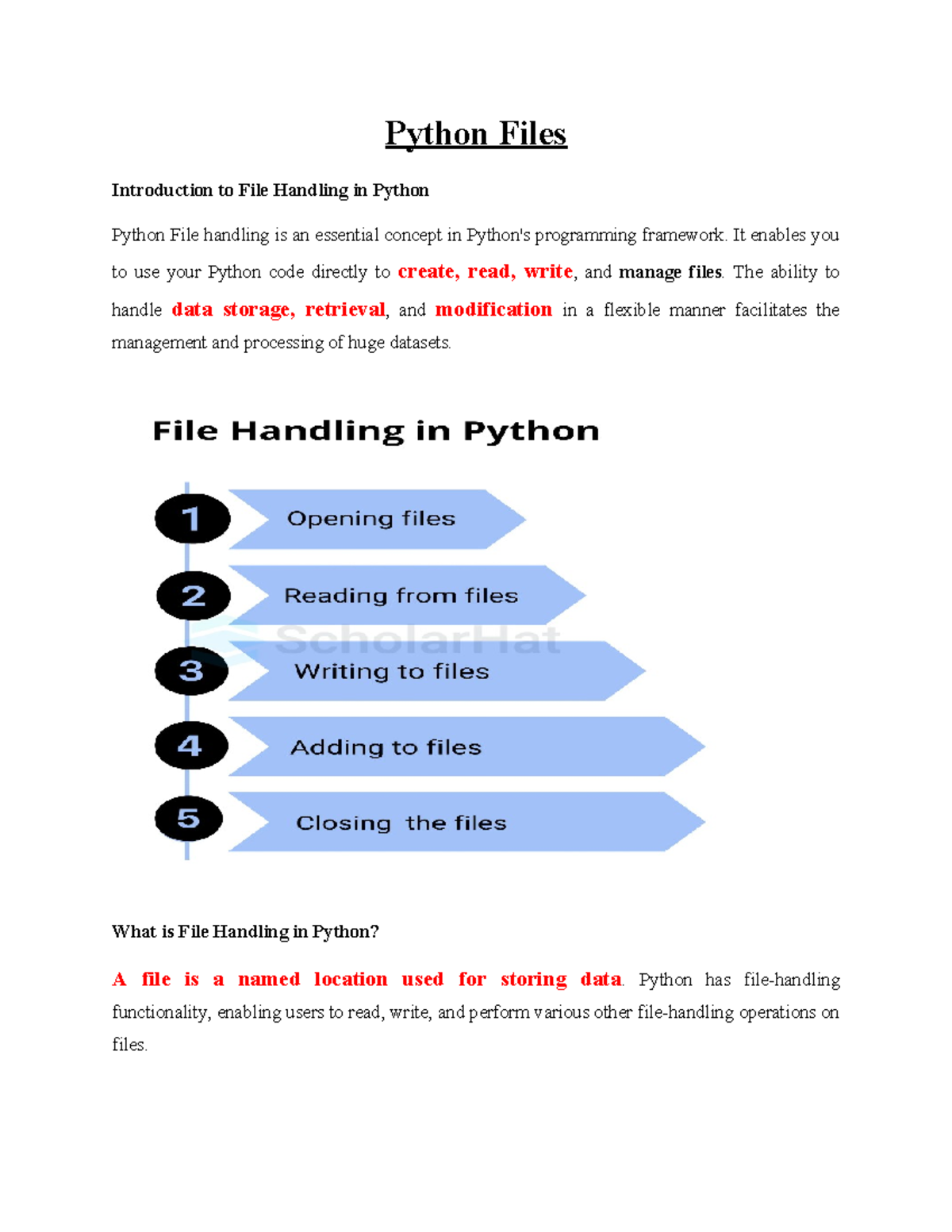 Introduction to File Handling in Python (CS101) - Studocu