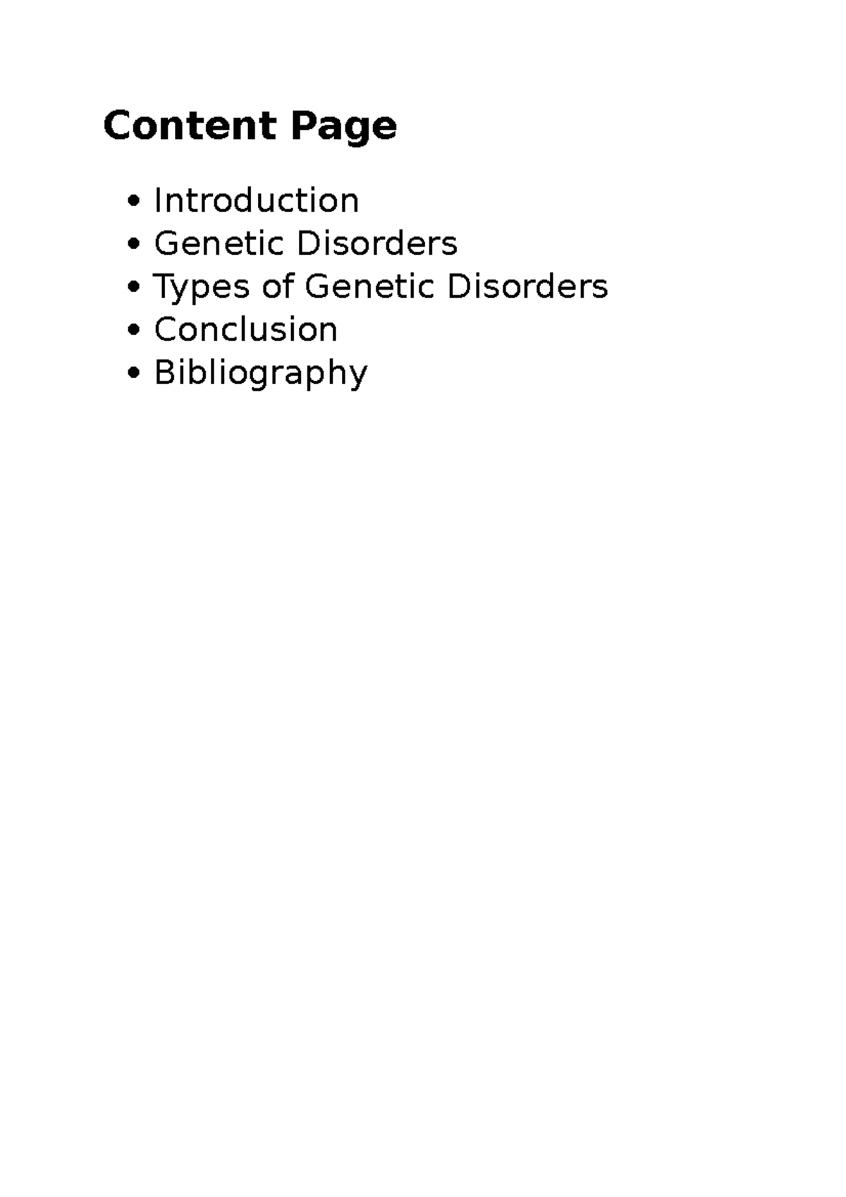Genetic Disorders: Insights and Management (Bio 101 Project) - Studocu