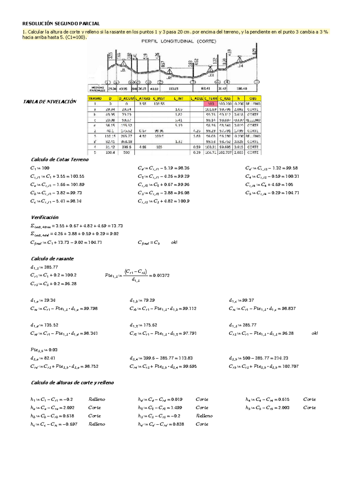 Cálculo de Alturas de Corte y Relleno - SOL 2P - CIV213 (G-B) - Studocu