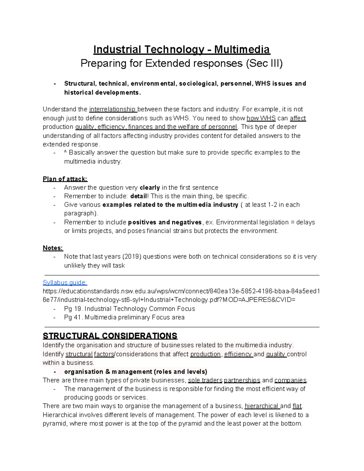 Preparing for Extended response - Sec III - Industrial Technology ...