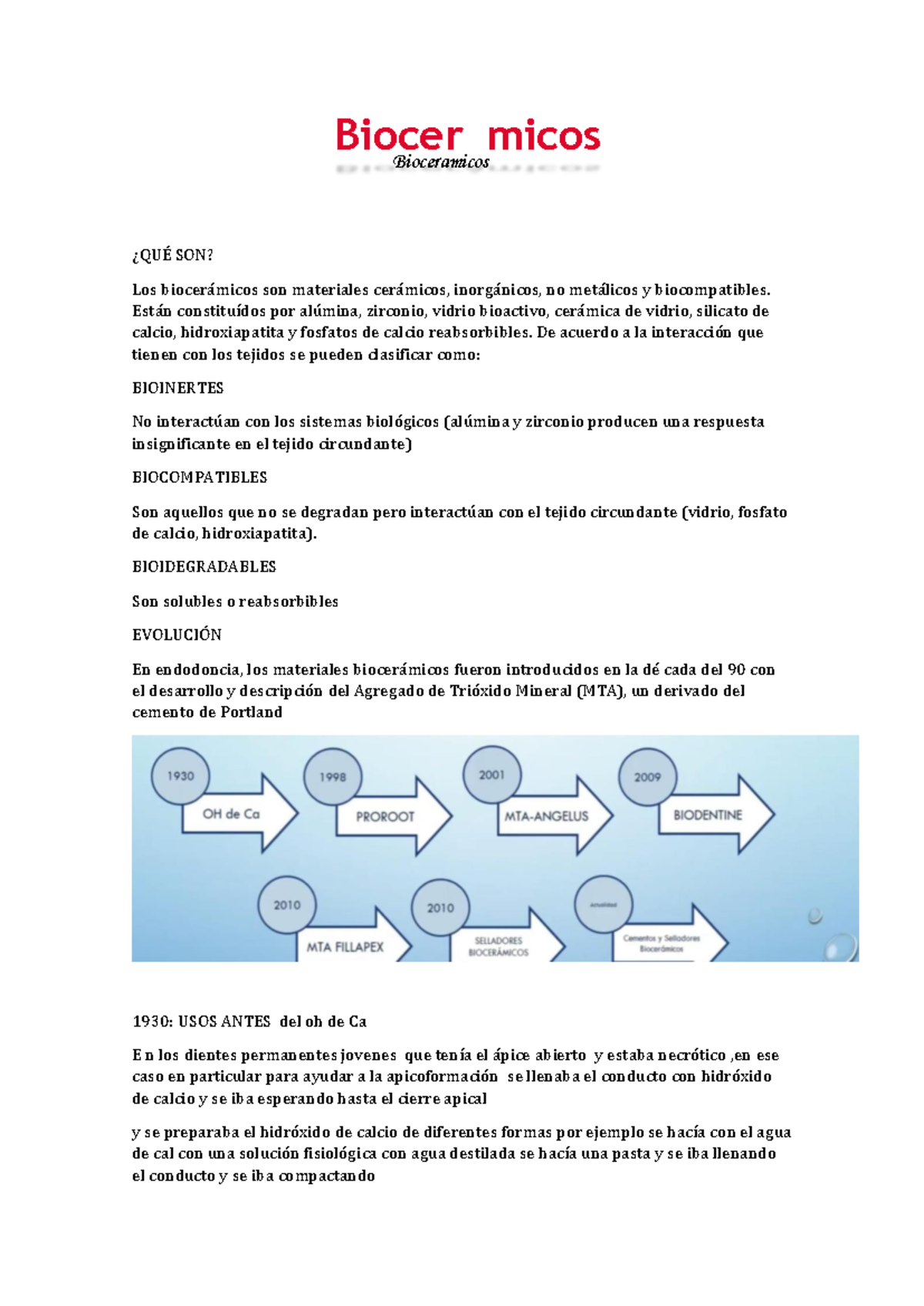 Biocerámicos en Endodoncia: Clasificación, Usos y Avances (BIO 101 ...