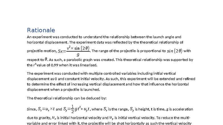 Physics IA2: Investigating the Impact of Vertical Displacement on ...
