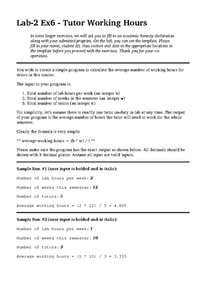 Lab01ex02 - Lab Ex - Lab-1 Ex2 - Typing Out a Simple Program As you ...