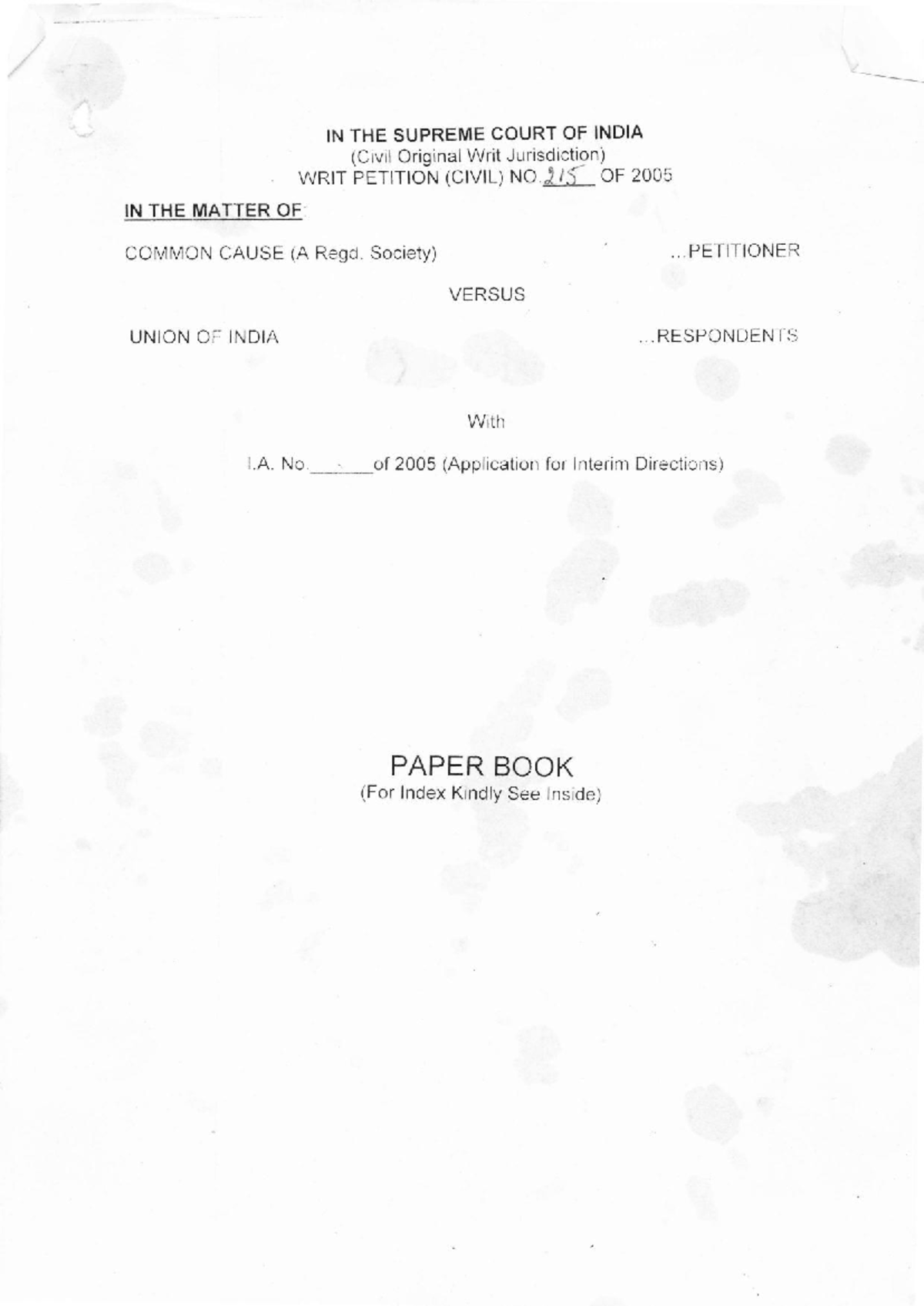 Common Cause v Uo I - most important cases - IN THE SUPREME COURT OF ...