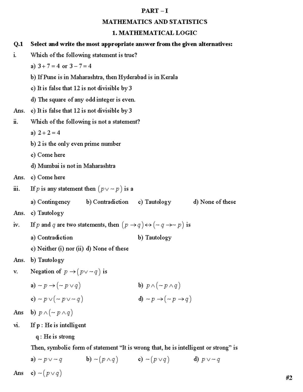 Math Board Question Bank: Mathematics & Statistics (Part I) - Studocu