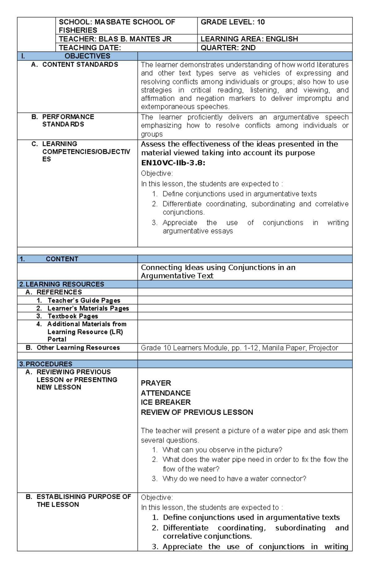 Connecting Ideas Using Conjunction in an Argumentative Text - SCHOOL ...