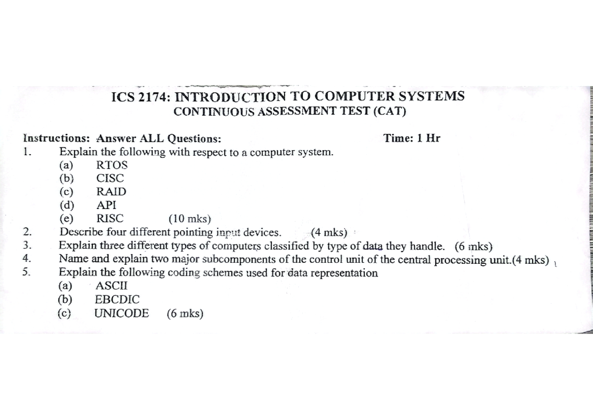 ICS 2174: Introduction to computer systems - ICS 2174: INTRODUCTION TO COMPUTER SYSTEMS ...