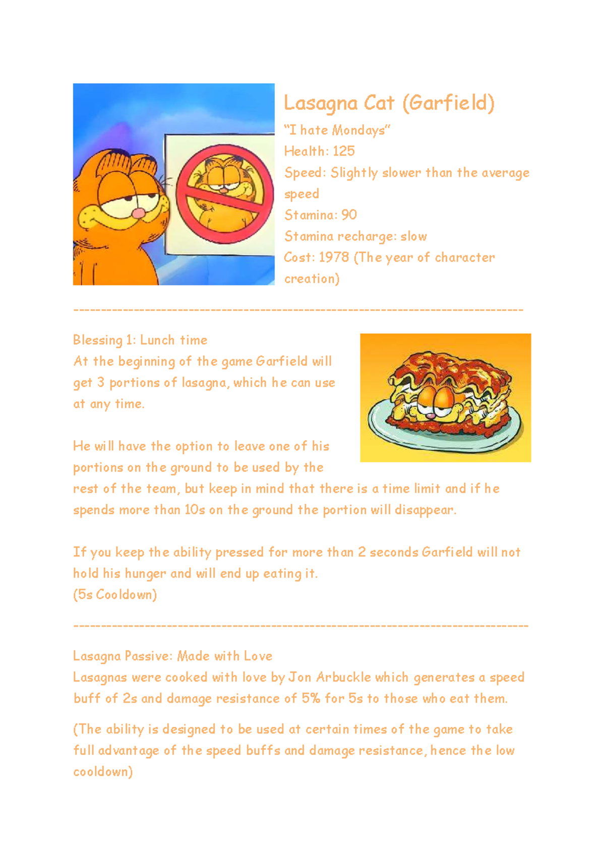 Lasagna Cat (Garfield) Game Mechanics & Abilities Overview - Studocu