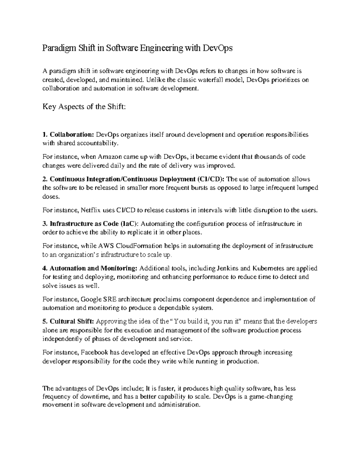 Paradigm Shift in Software Engineering with Dev Ops - Paradigm Shift in ...