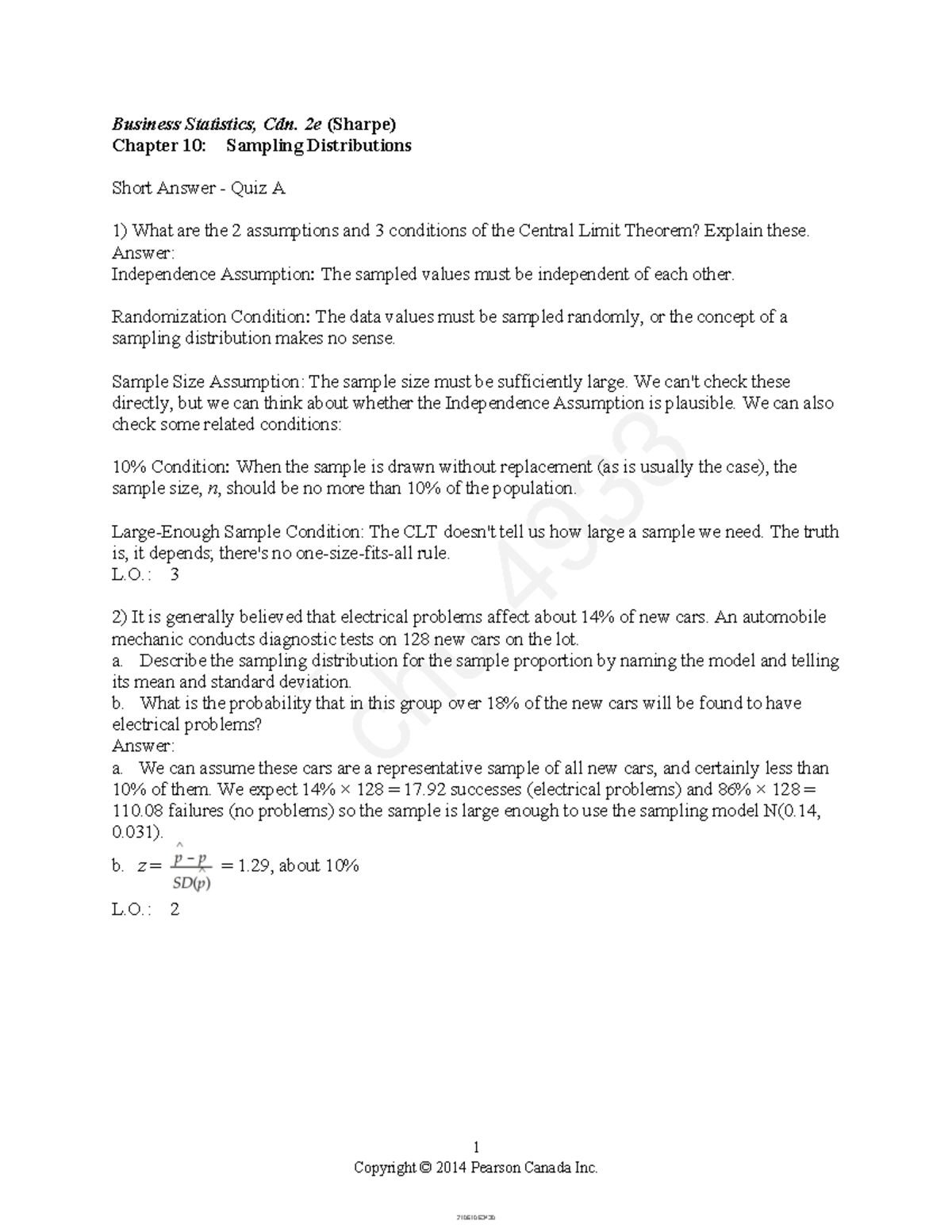 Chapter 10 mid-term test bank practice - 1 Copyright © 2014 Pearson ...