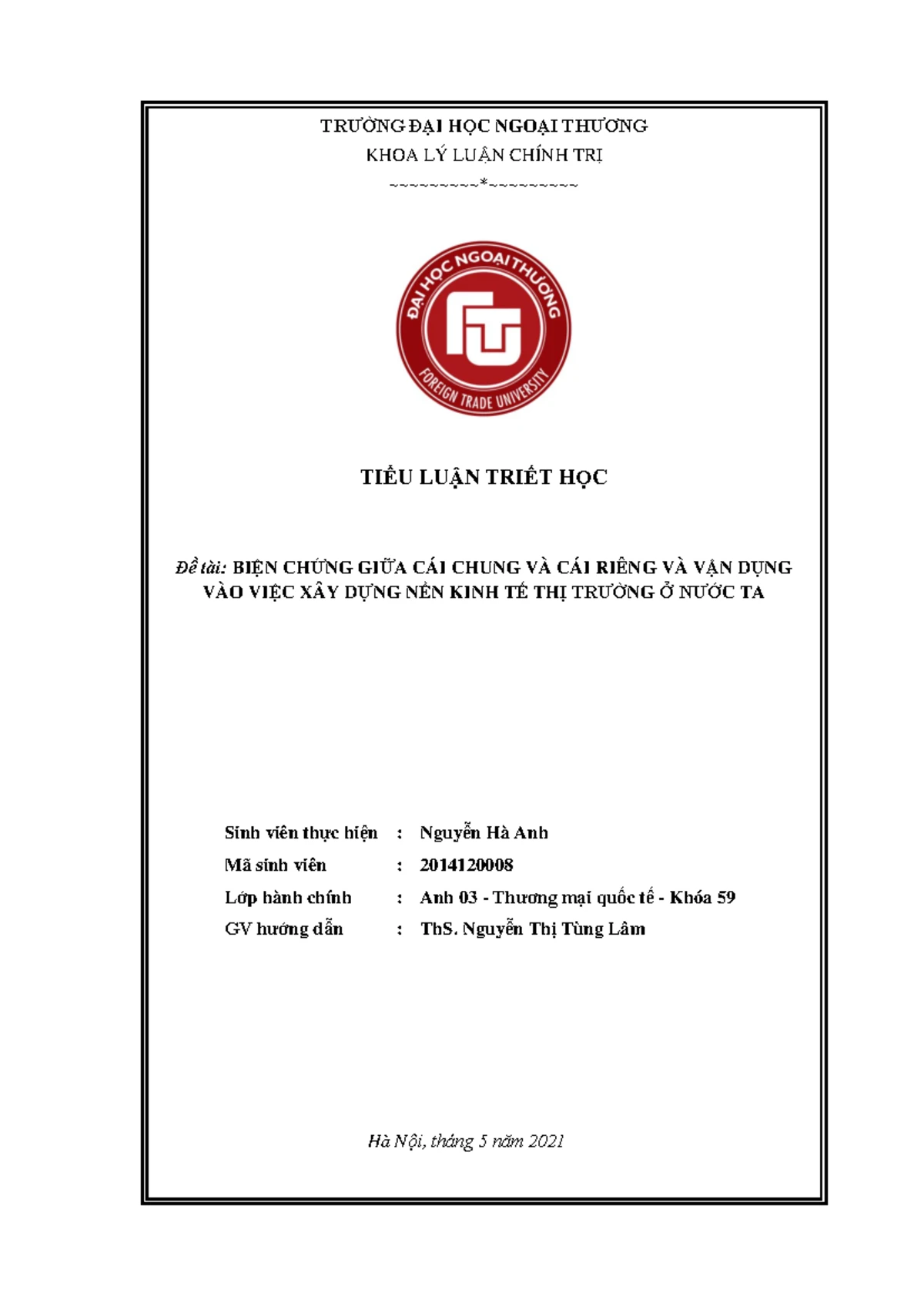 Tiểu luận Triết học Mác Lênin: Phê phán quan điểm của Vôn về nhận thức ...