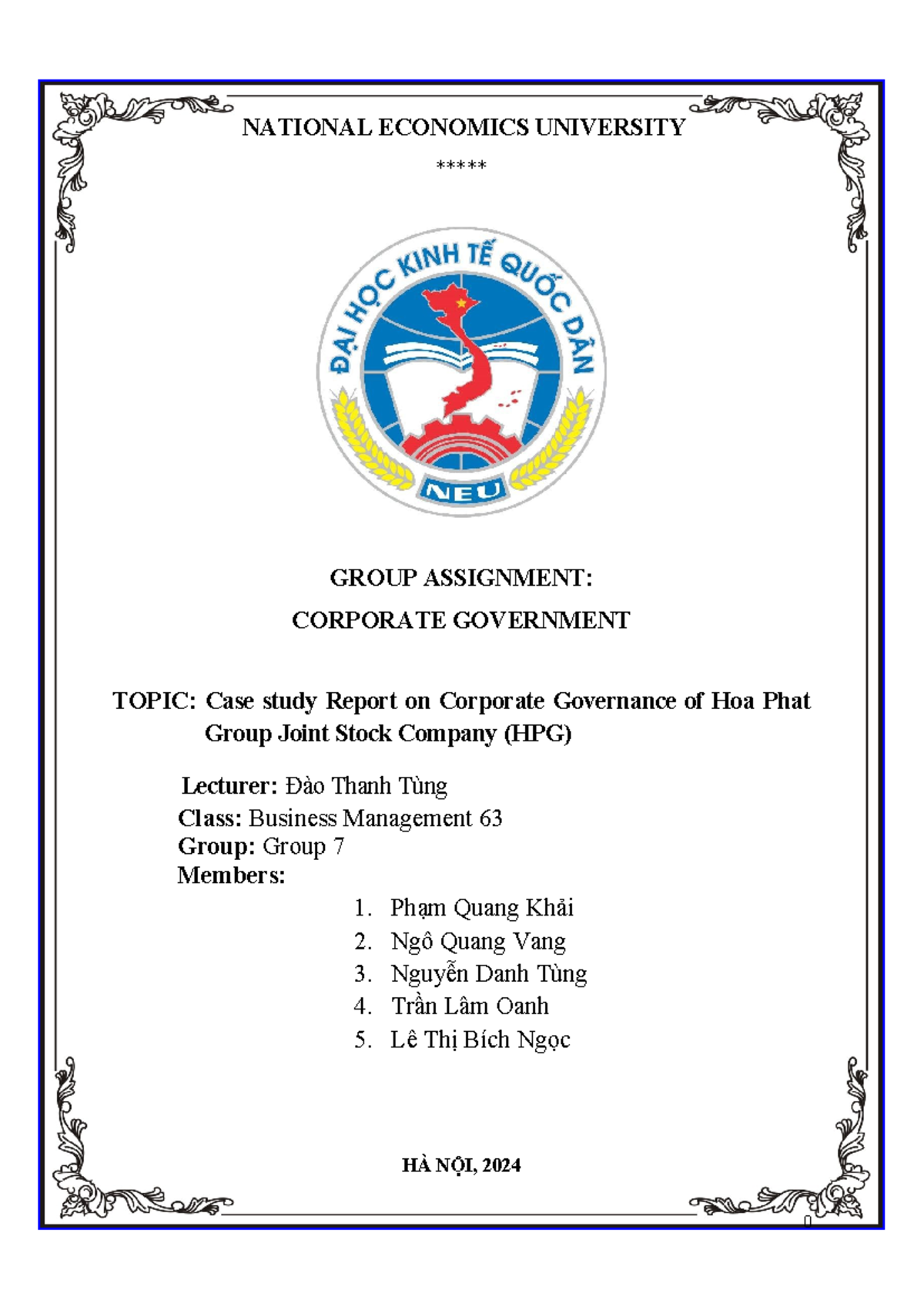 Case Study on HPG Corporate Governance: Lessons from Hoa Phat - Studocu