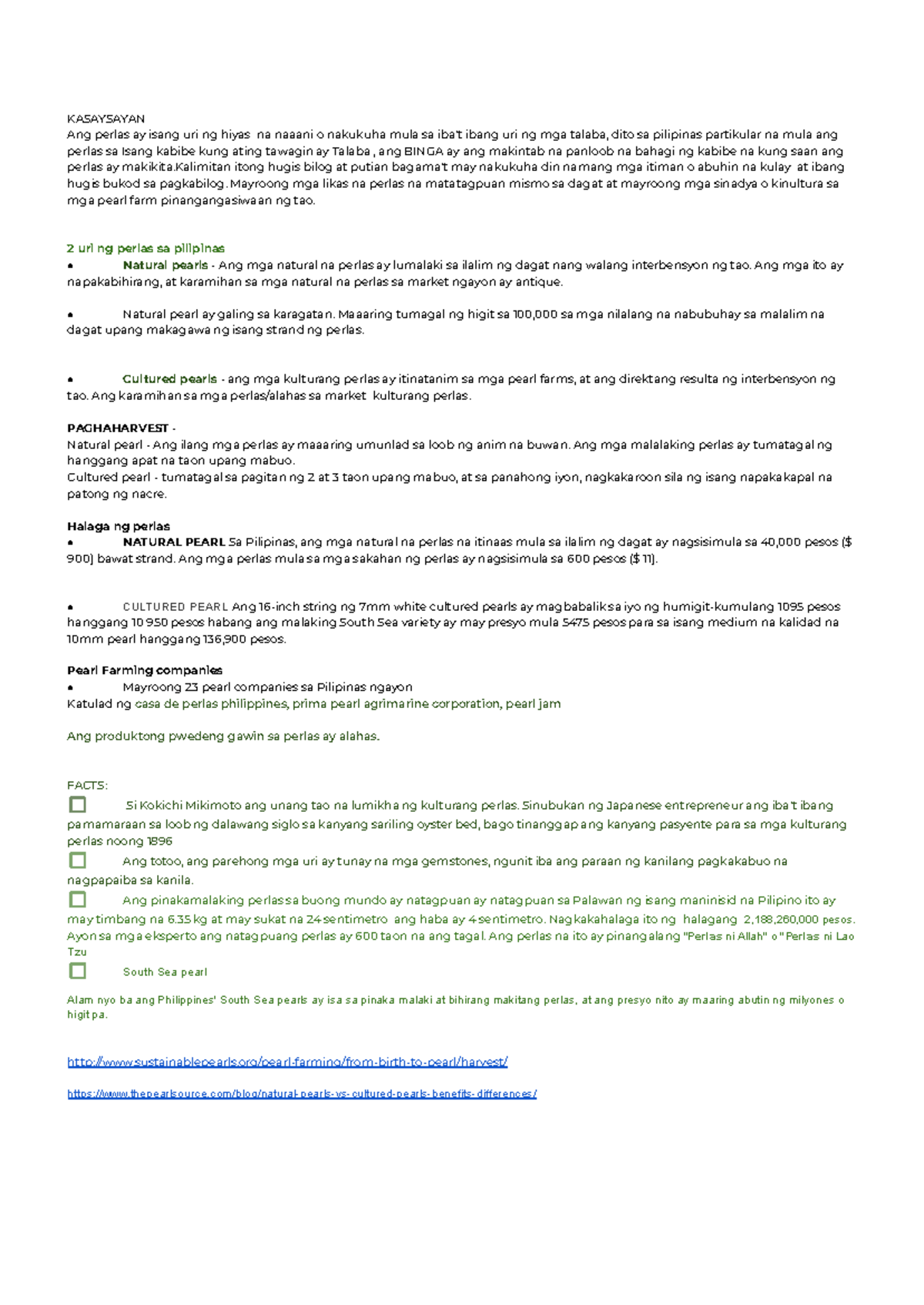 Filipinolohiya - Essay on Natural and Cultured Pearls in the ...