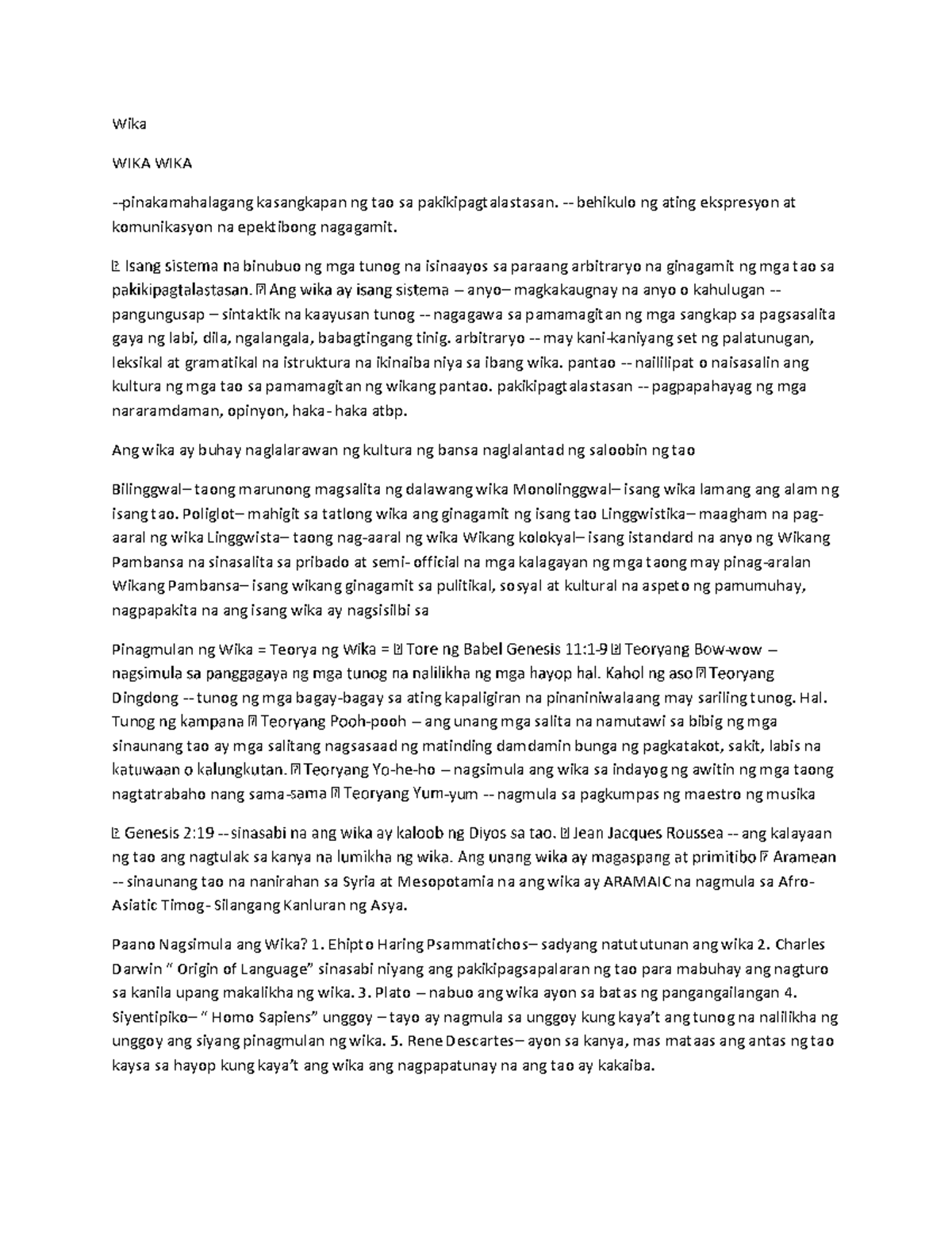 Wika at Komunikasyon: Isang Pagsusuri sa Kahalagahan ng Wika - Studocu