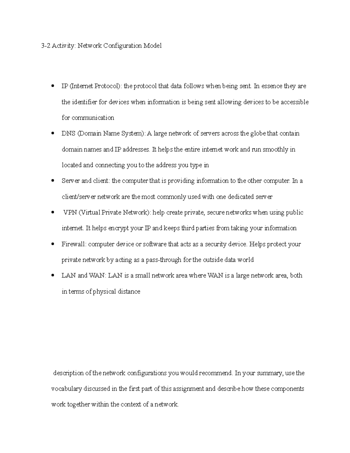 3-2 Network Configuration - 3-2 Activity: Network Configuration Model IP (Internet Protocol ...
