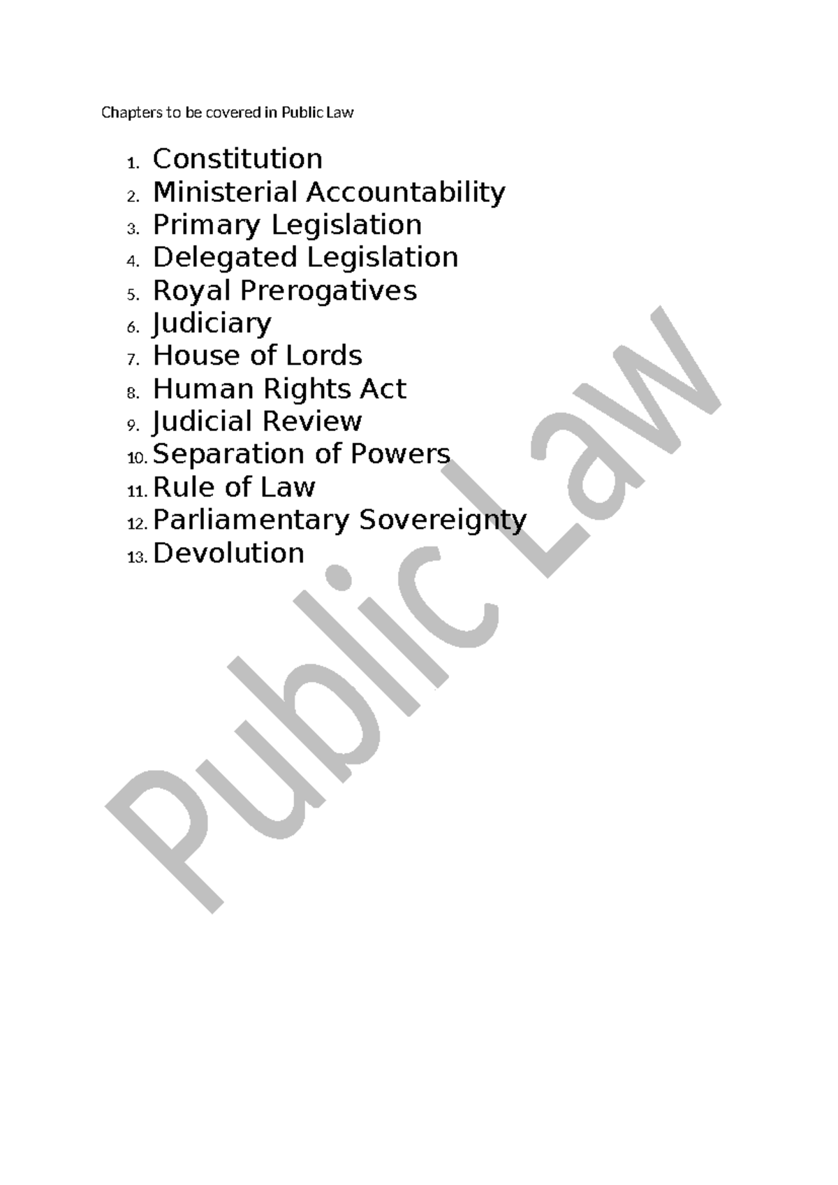 Chapters to be covered in Public Law - M30G12 - Constitution 2 ...