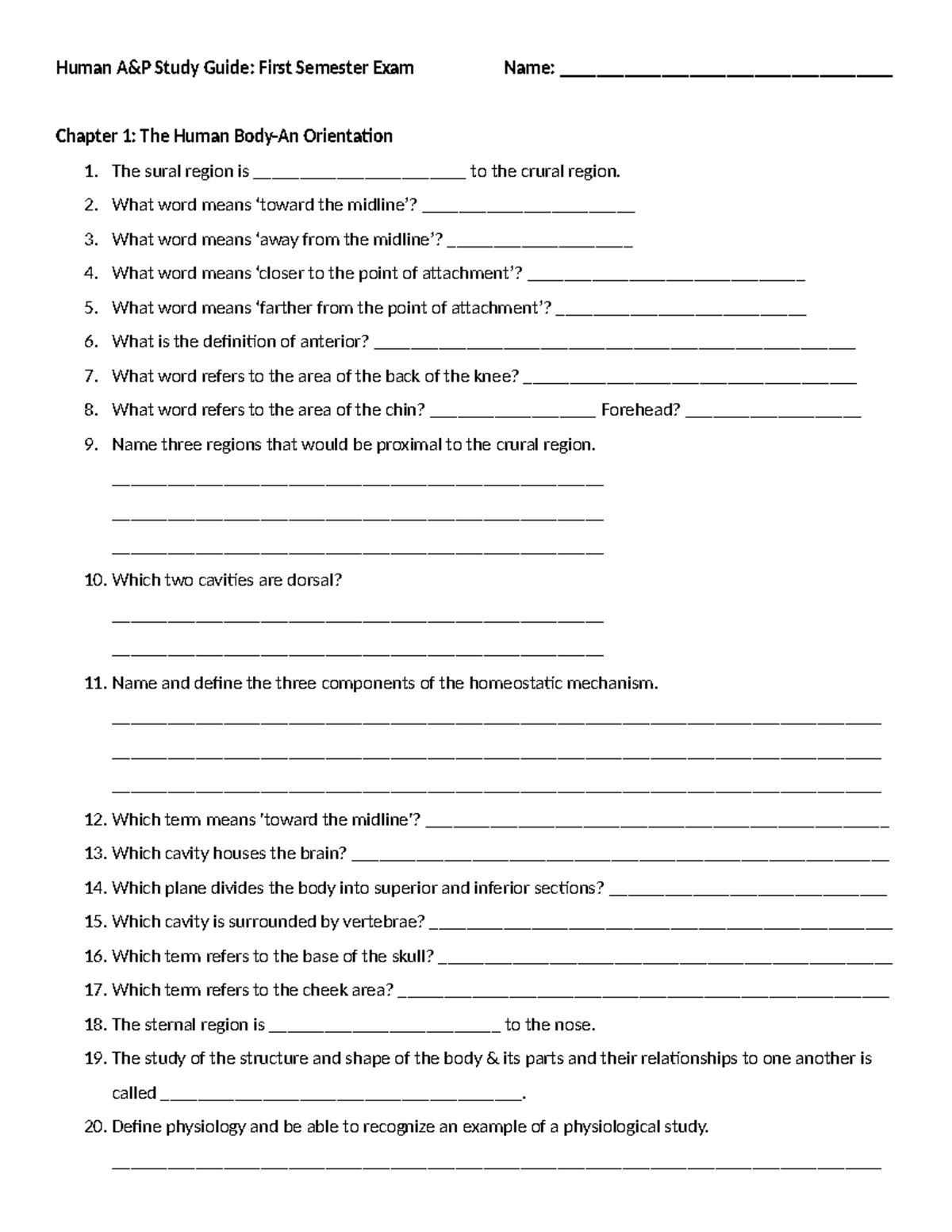 A&P 1 - First Semester Exam Review Study Guide - Studocu