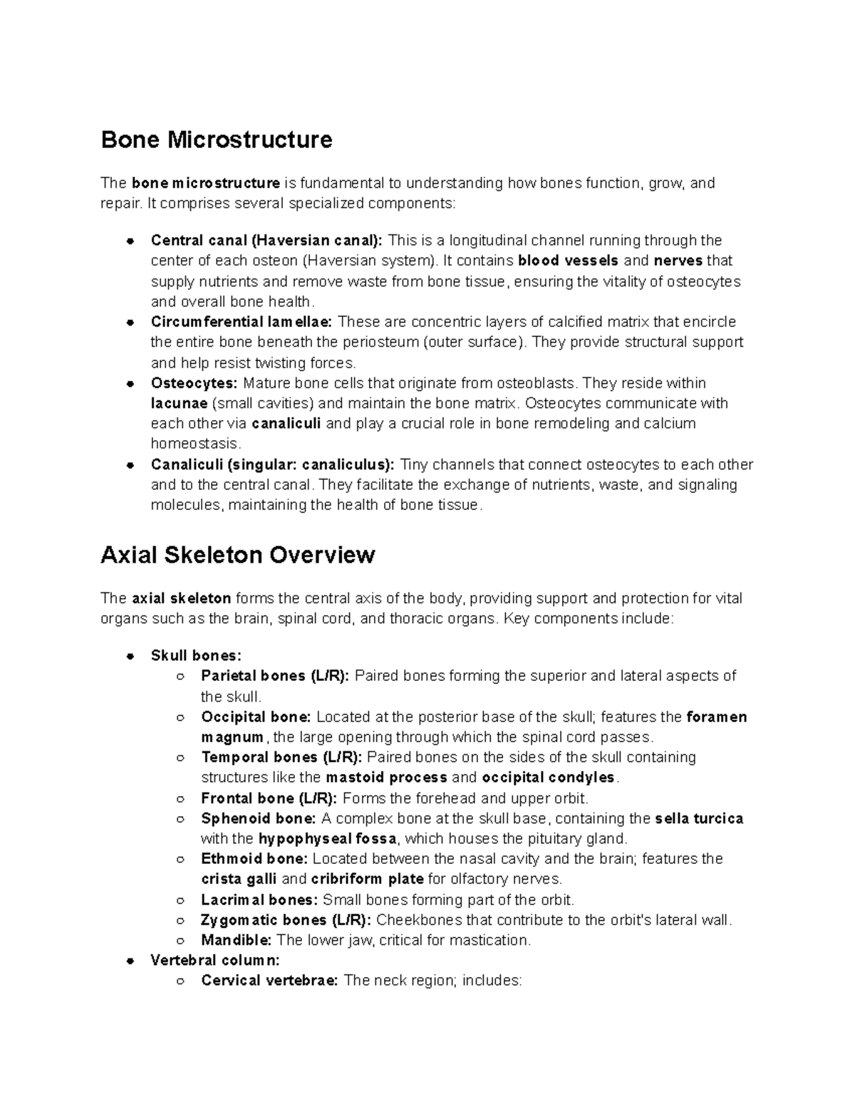 Comprehensive Guide to Bone Microstructure & Skeletal Anatomy - Studocu