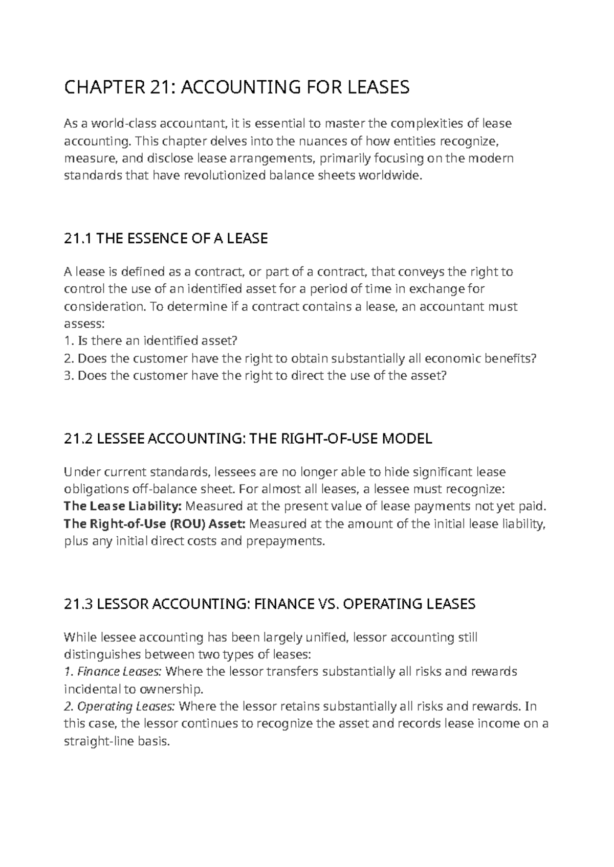 CHAPTER 21: LEASE ACCOUNTING IN INTERMEDIATE FINANCIAL REPORTING - Studocu