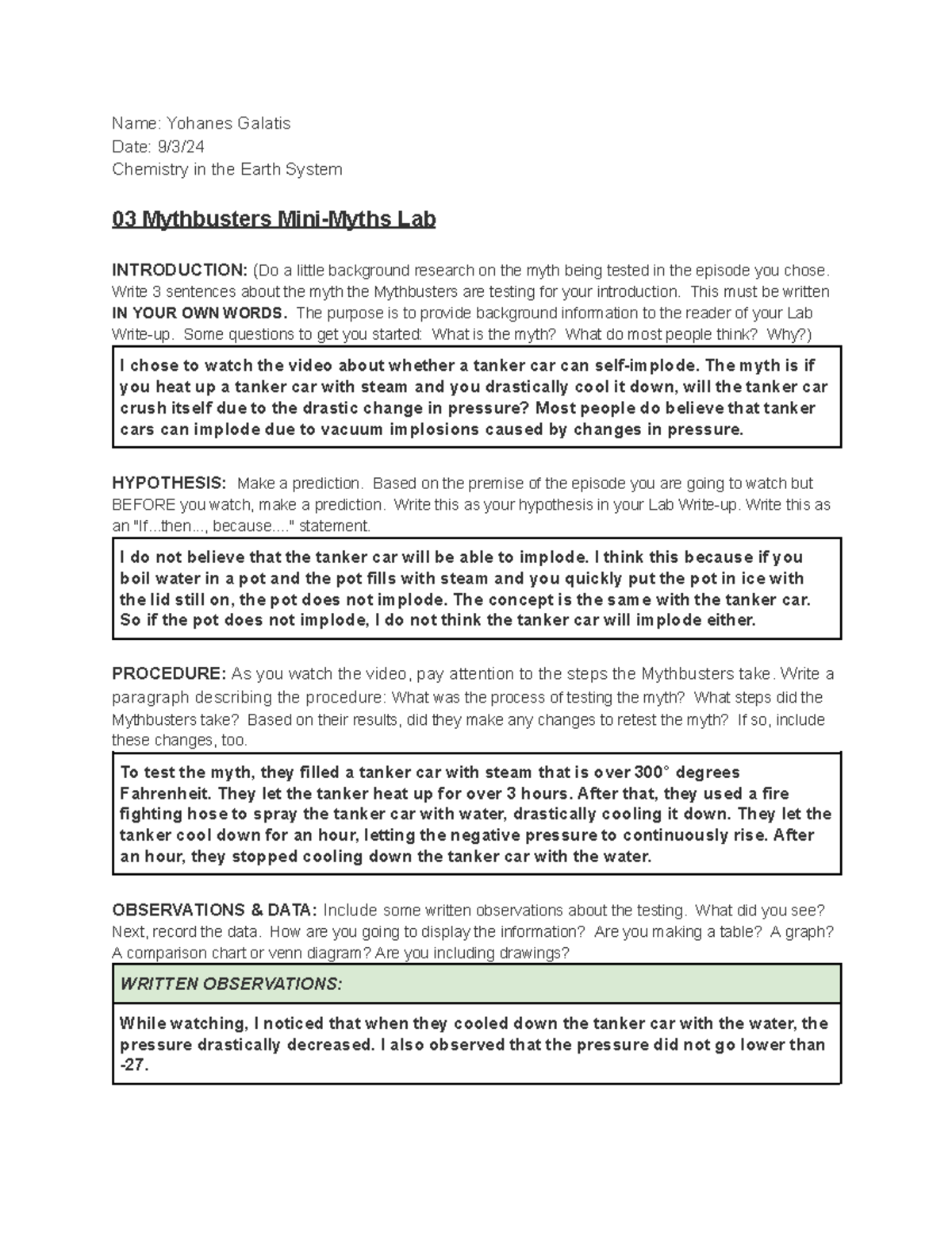 Copy of 03 Mythbusters Mini-Myths Lab Report Template - Name: Yohanes ...