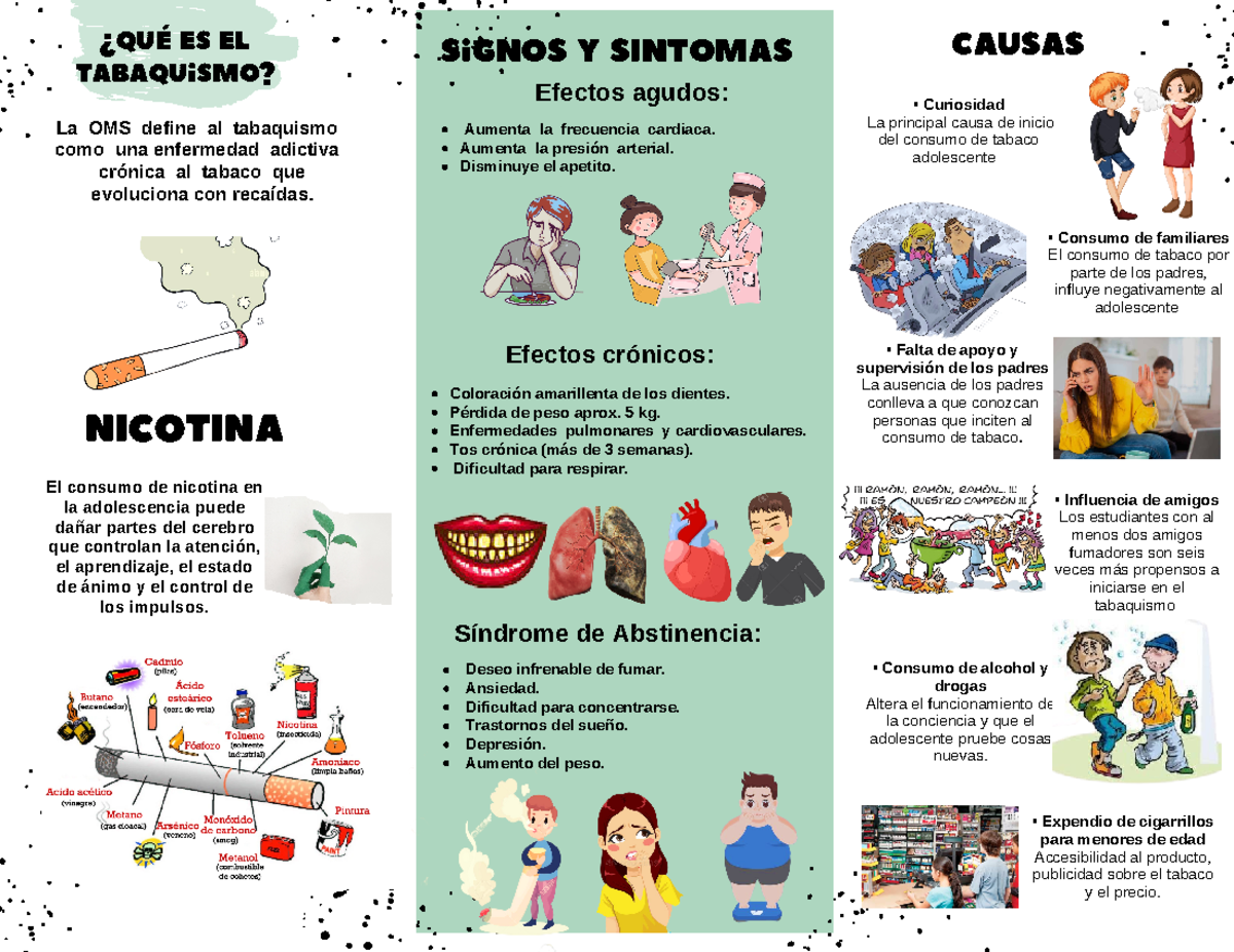 Triptico: Efectos y Causas del Tabaquismo en Adolescentes - Studocu