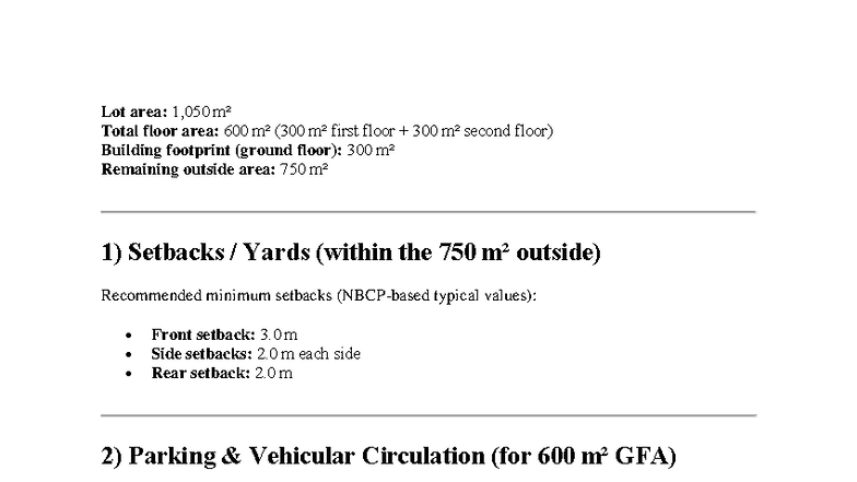 MUST-READ - Site Development Plan (SDP) for Lot Area 1,050 m² - Studocu