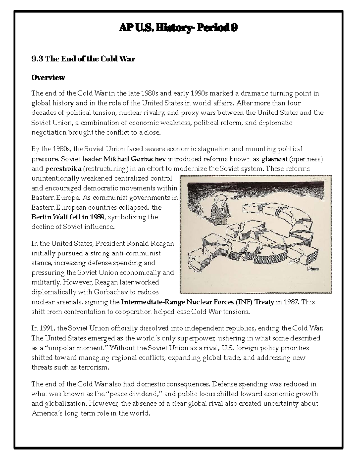 APUSH Period 9: Overview of the End of the Cold War - Studocu