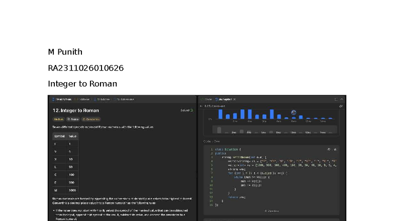 Integer to Roman Solutions - RA2311026010626 - Studocu