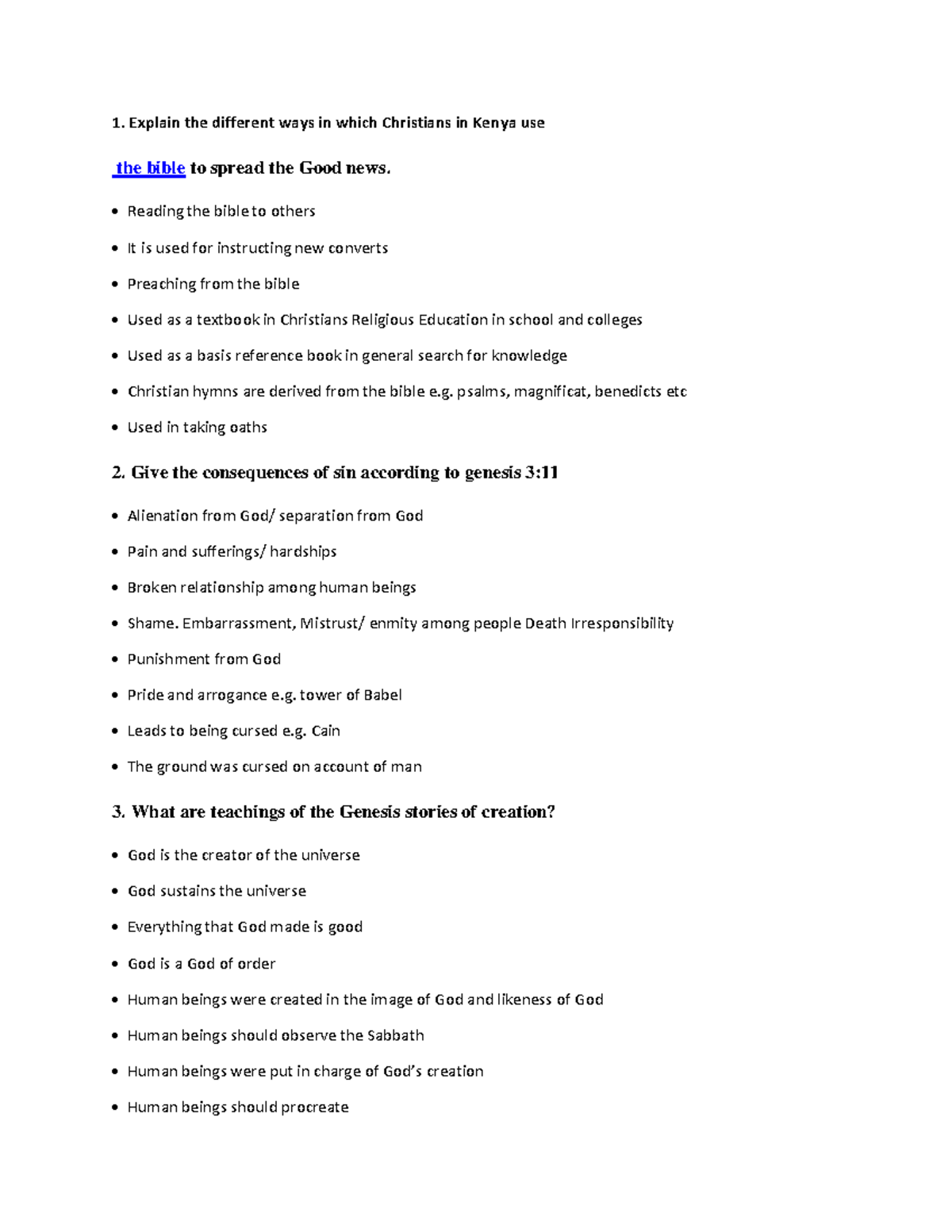 CRE PP2 - Guide to Christian Practices and Genesis Teachings - Studocu
