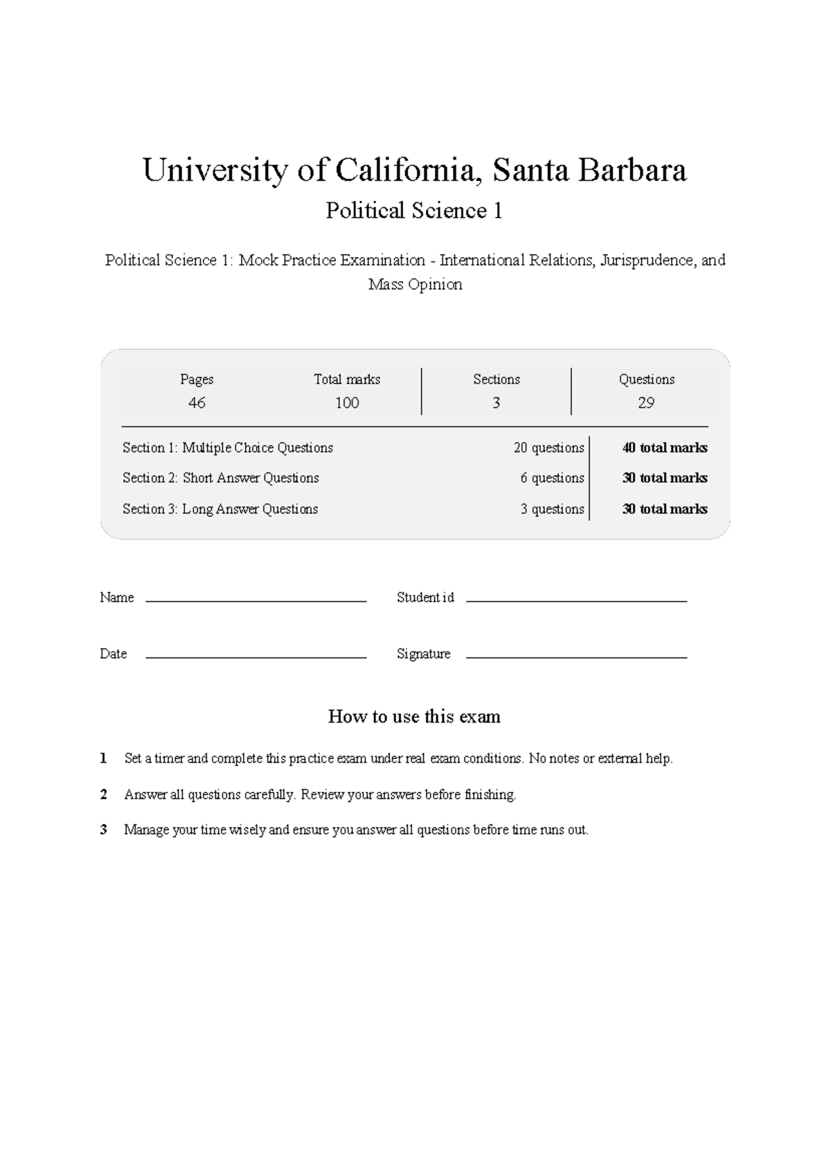 POL S 1: UCSB Political Science 1 Mock Practice Exam 2026 - Studocu