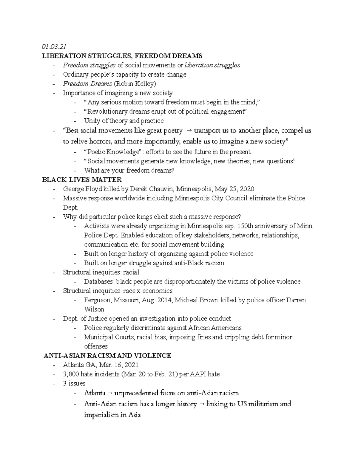 AS AM 9: Midterm Study Notes on Liberation Struggles and Civil Rights ...